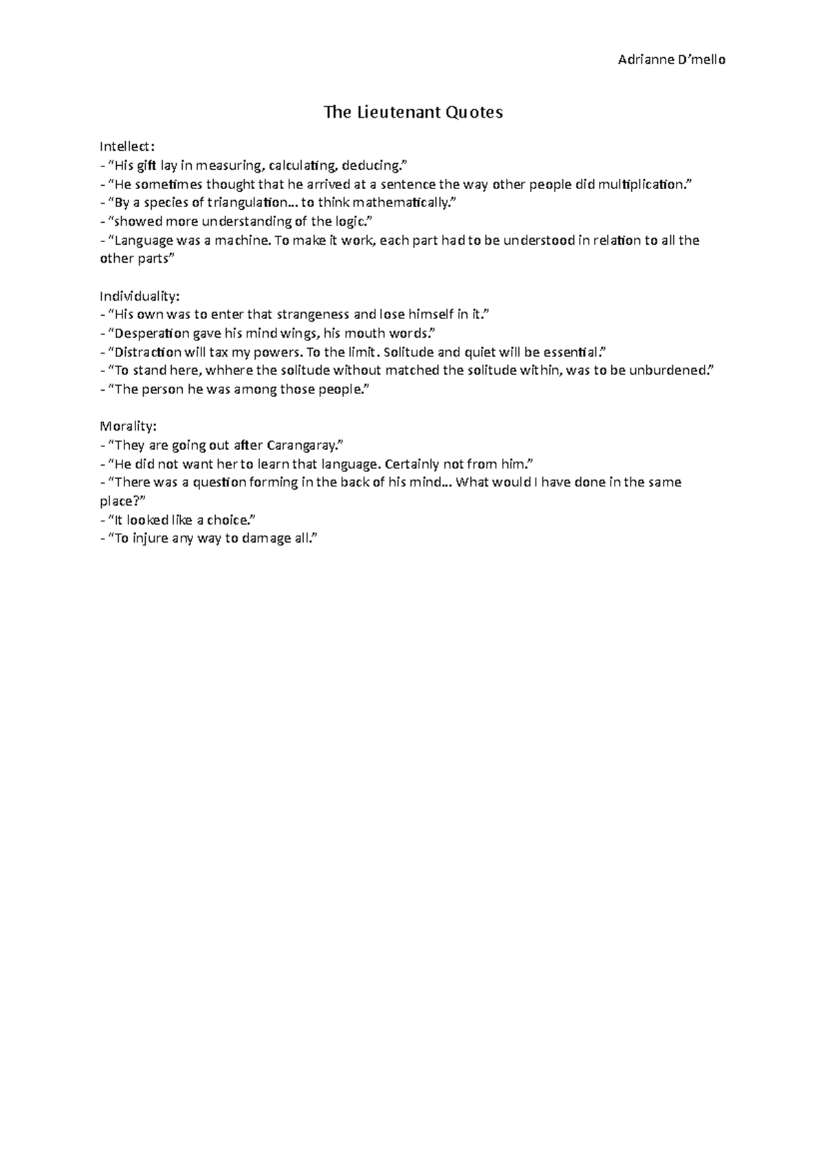 The Lieutenant Quotes - Adrianne D’mello The Lieutenant Quotes ...