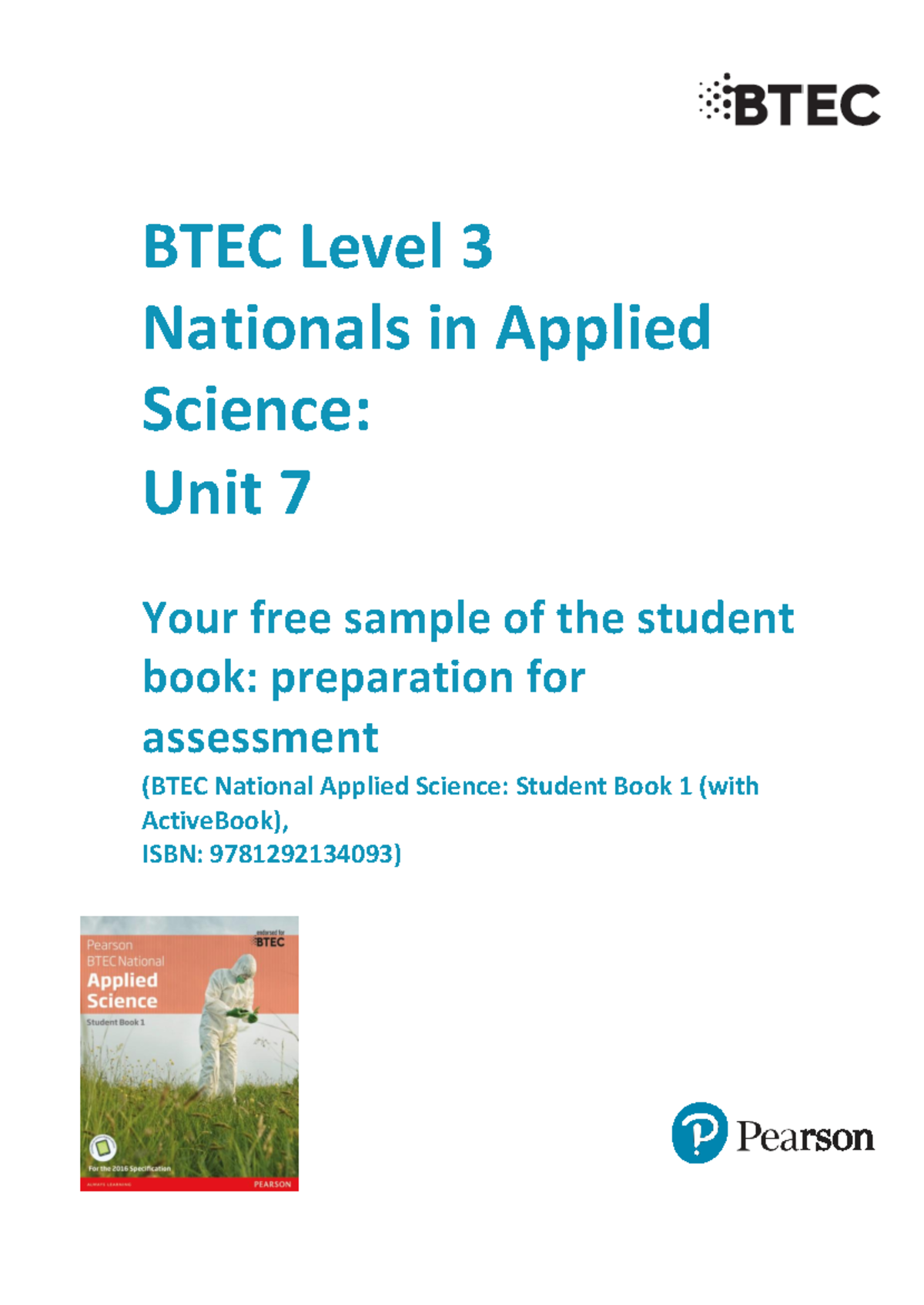 Btecnational App Sci Unit7 - BTEC Level 3 Nationals in Applied Science ...