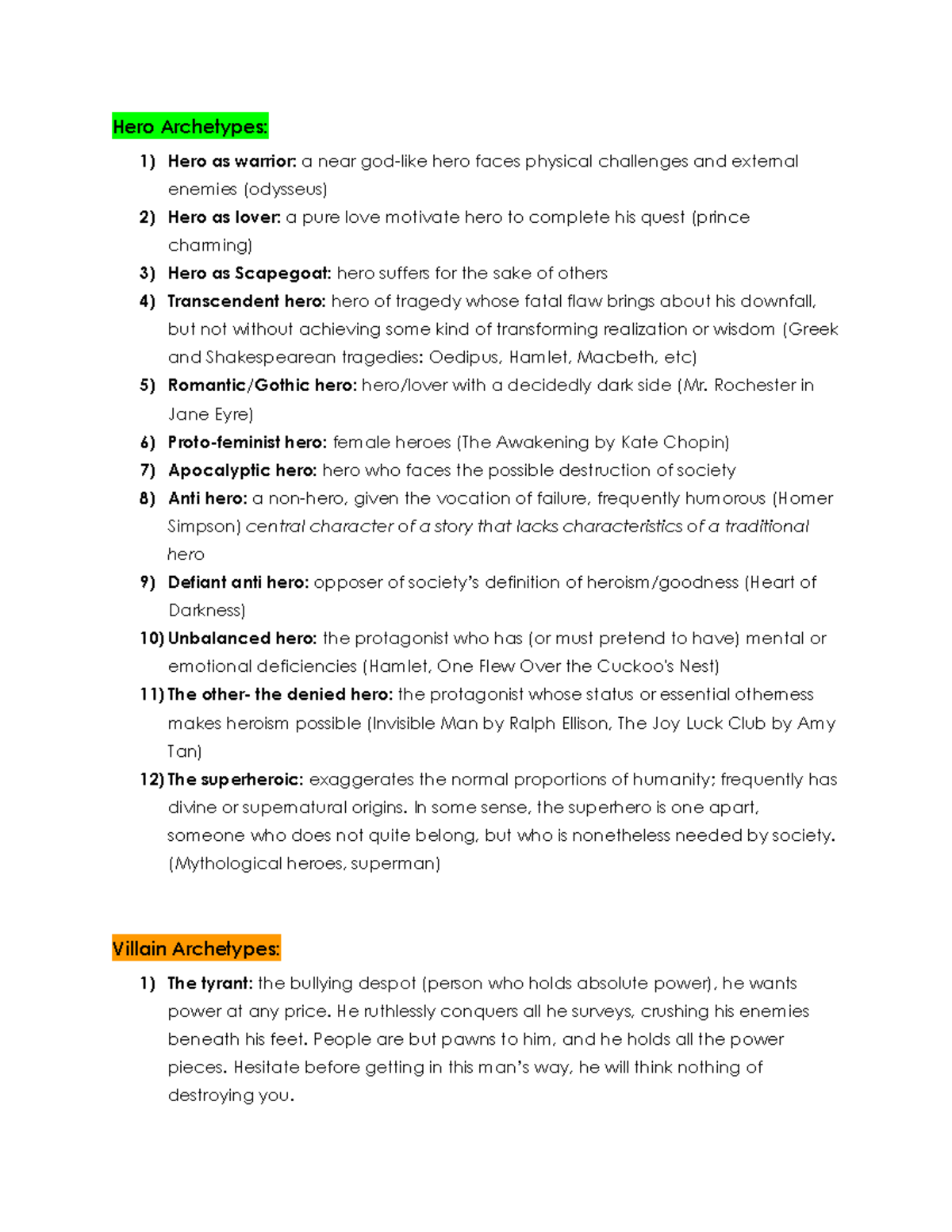 AP Lit Archetypes - znixk - Hero Archetypes: Hero as warrior: a near ...