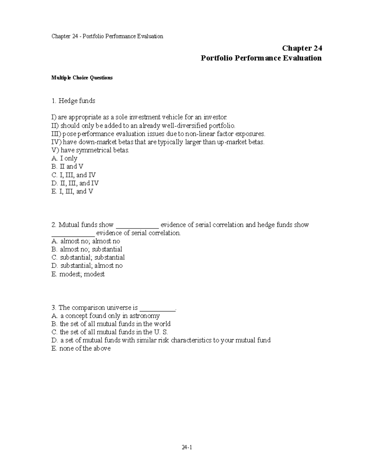 Chap24 24 - 26242624 - Chapter 24 Portfolio Performance Evaluation ...