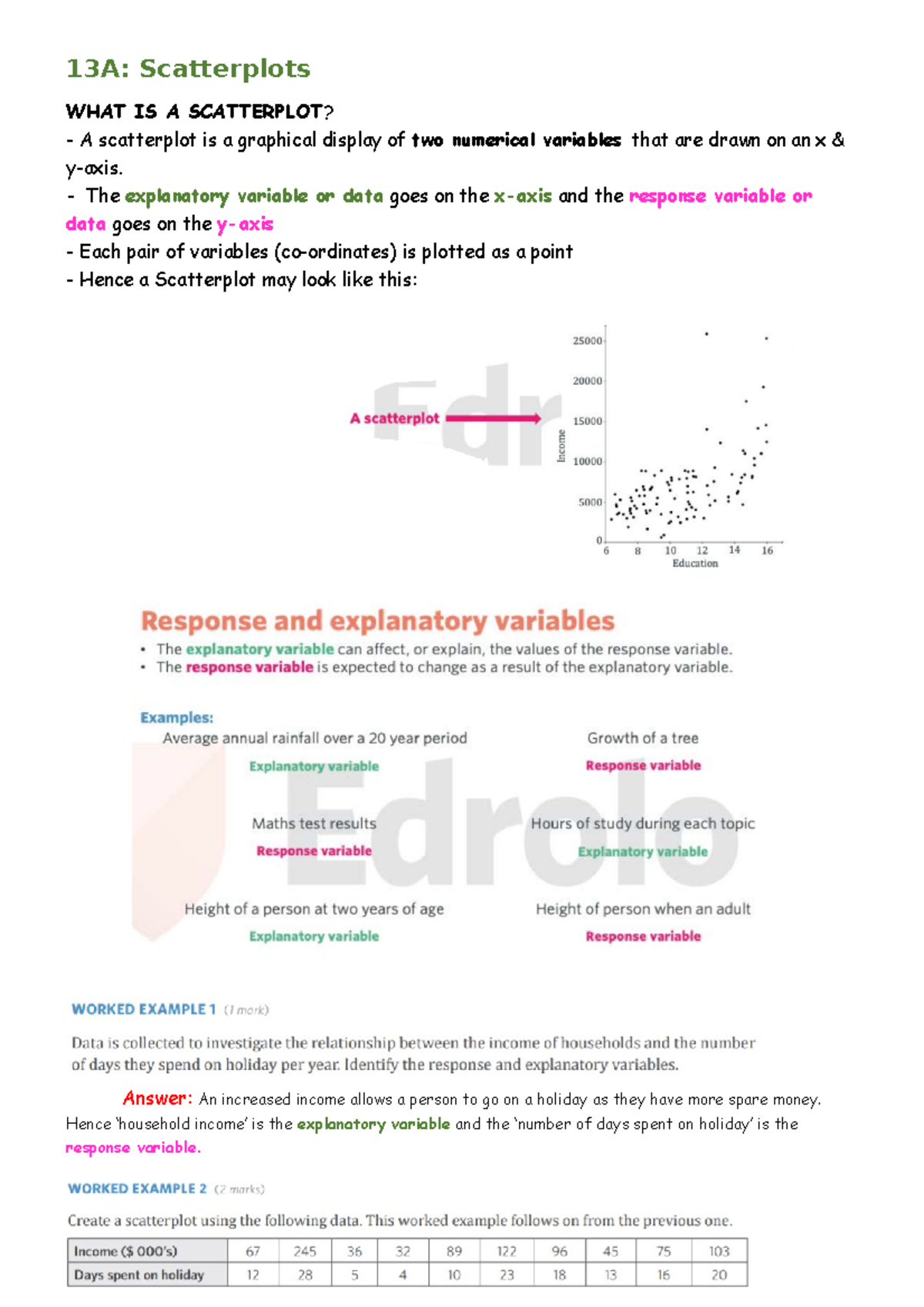 13A Scatterplots - WJKWEJ - 13A: Scatterplots WHAT IS A SCATTERPLOT ...