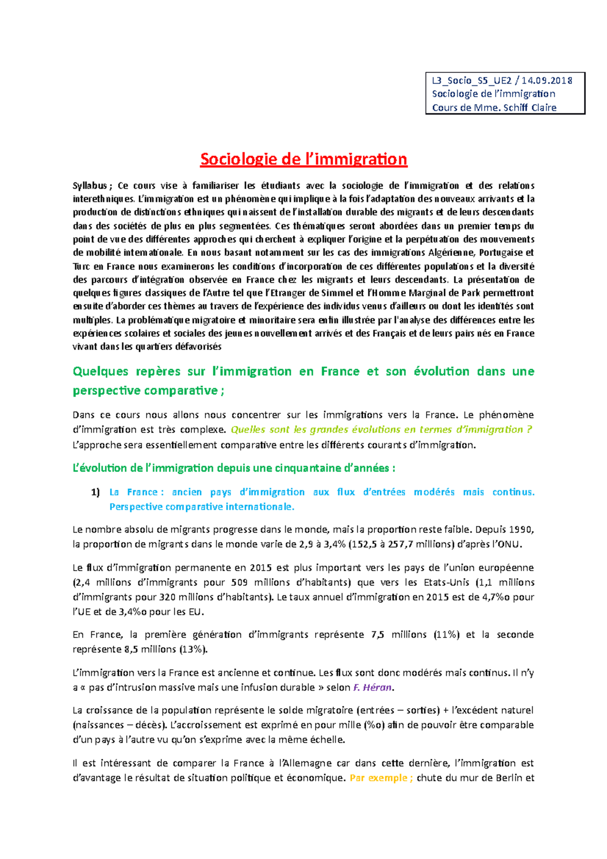 Sociologie de l'immigration - L3_Socio_S5_UE2 / 14. Sociologie de l ...