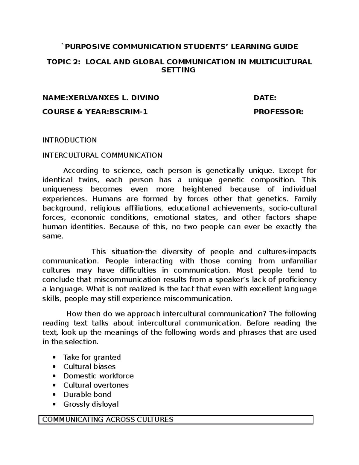 Module 3 Intercultural Communication Lesson 2 Local and Global ...