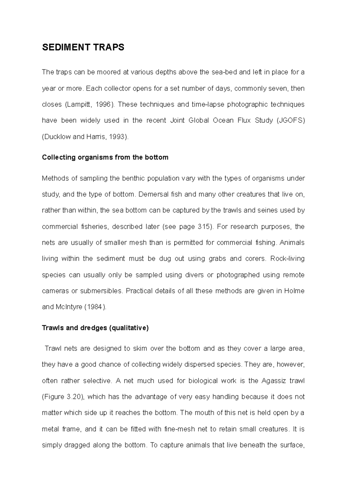 Lecture Notes Sediment Traps - SEDIMENT TRAPS The traps can be moored ...