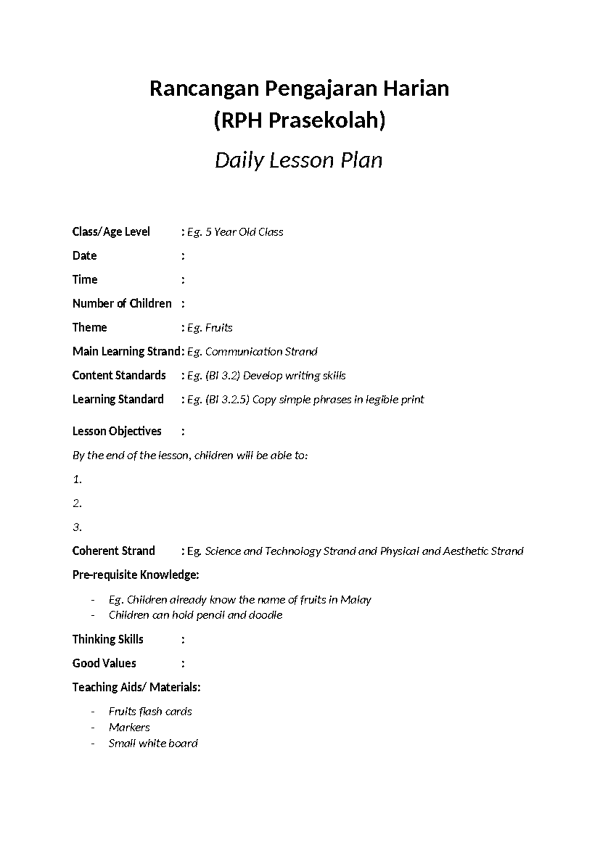 RPH+Assignment-1+%281%29 - Rancangan Pengajaran Harian (RPH Prasekolah ...