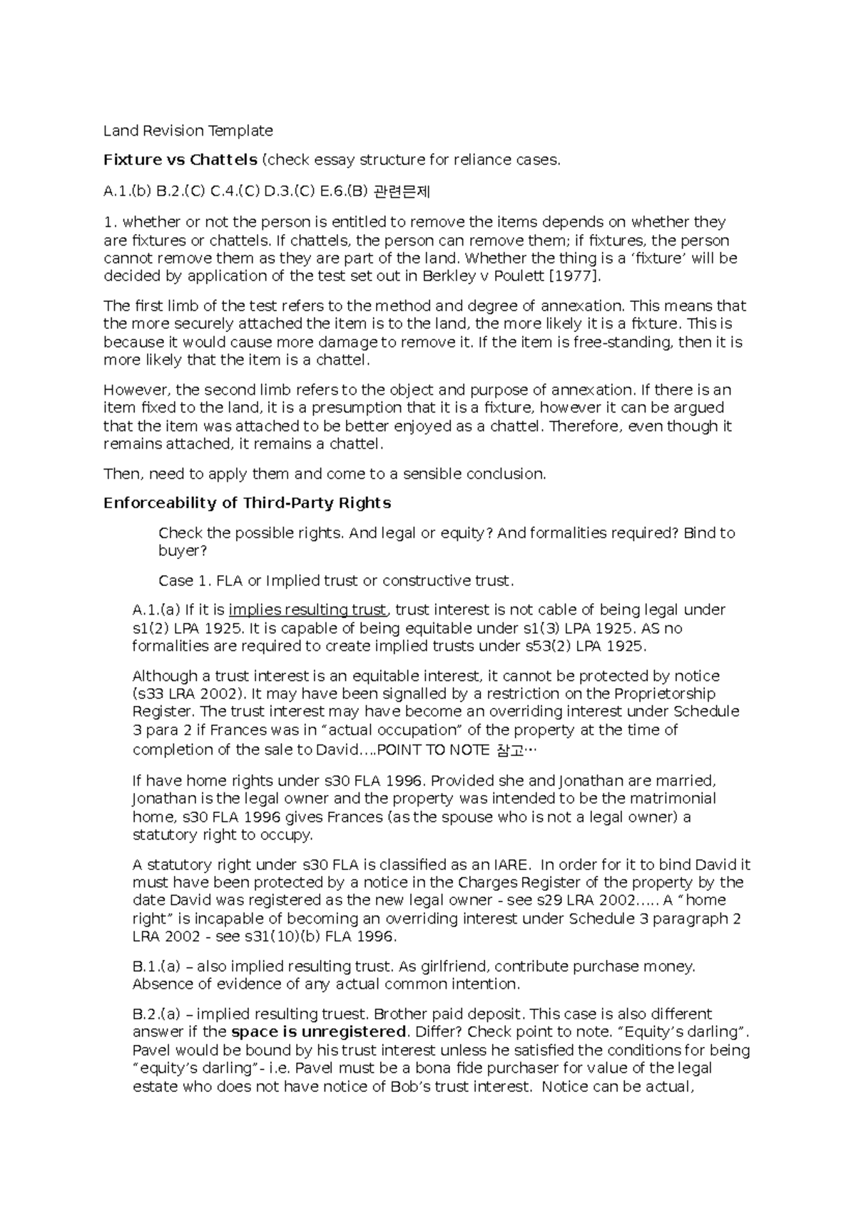 Land Revision Template - Land Revision Template Fixture vs Chattels ...
