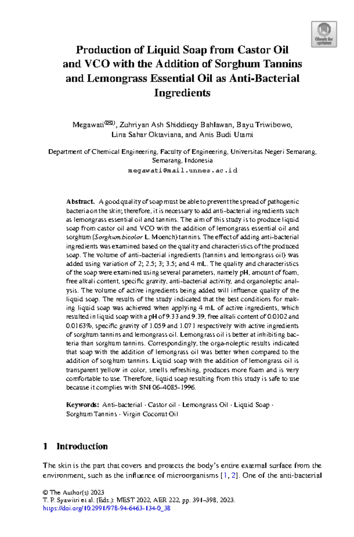 Atlantis Press - Liquid Soap - Production of Liquid Soap from Castor ...