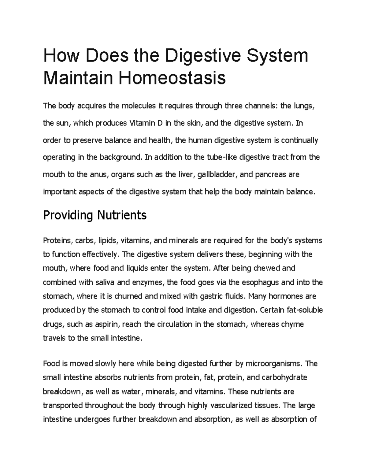 How Does the Digestive System Maintain Homeostasis - How Does the ...