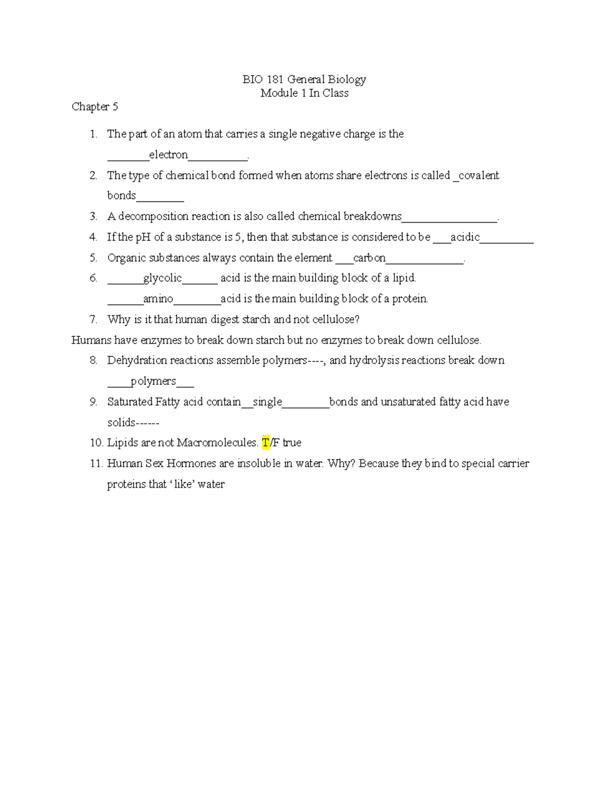 BIO 181 IC Chapter 5 - BIO 181 General Biology Module 1 In Class ...
