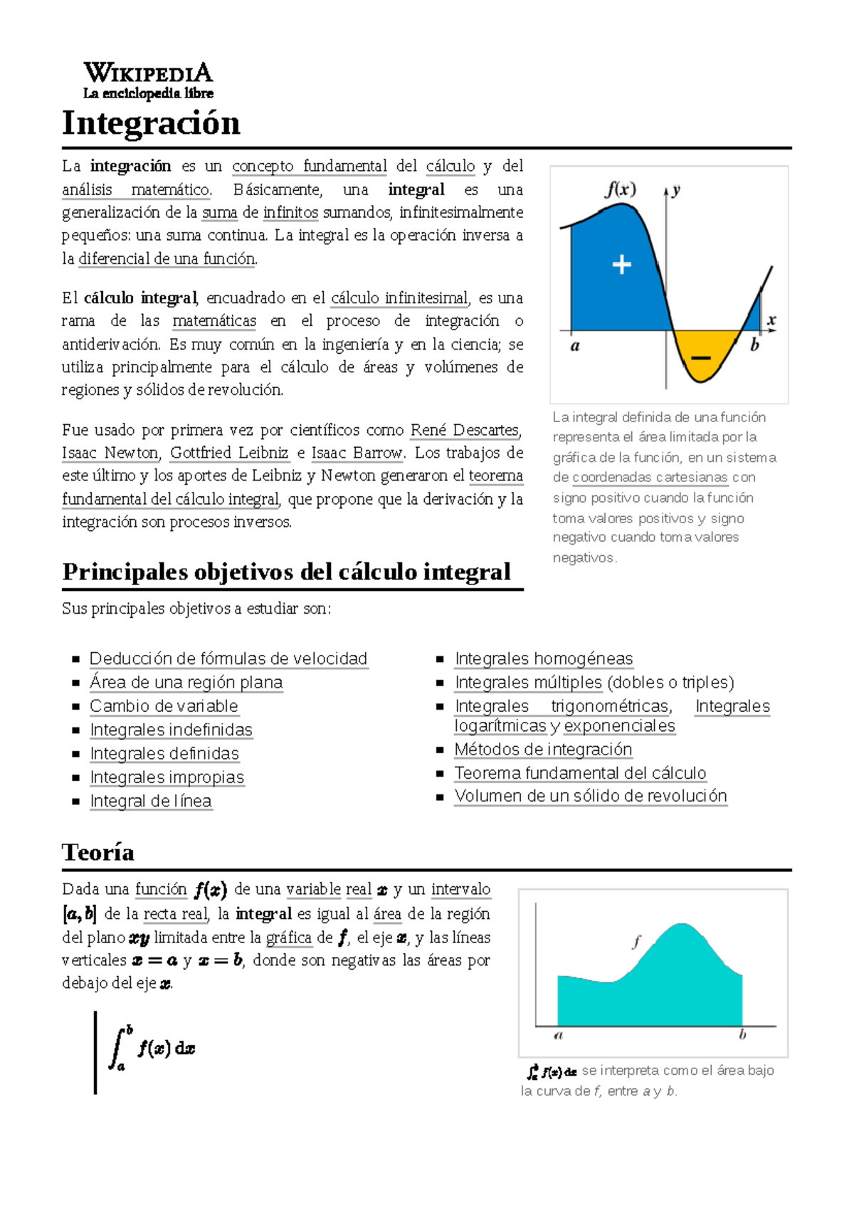 Integración - Summary Matemáticas III - La integral definida de una ...