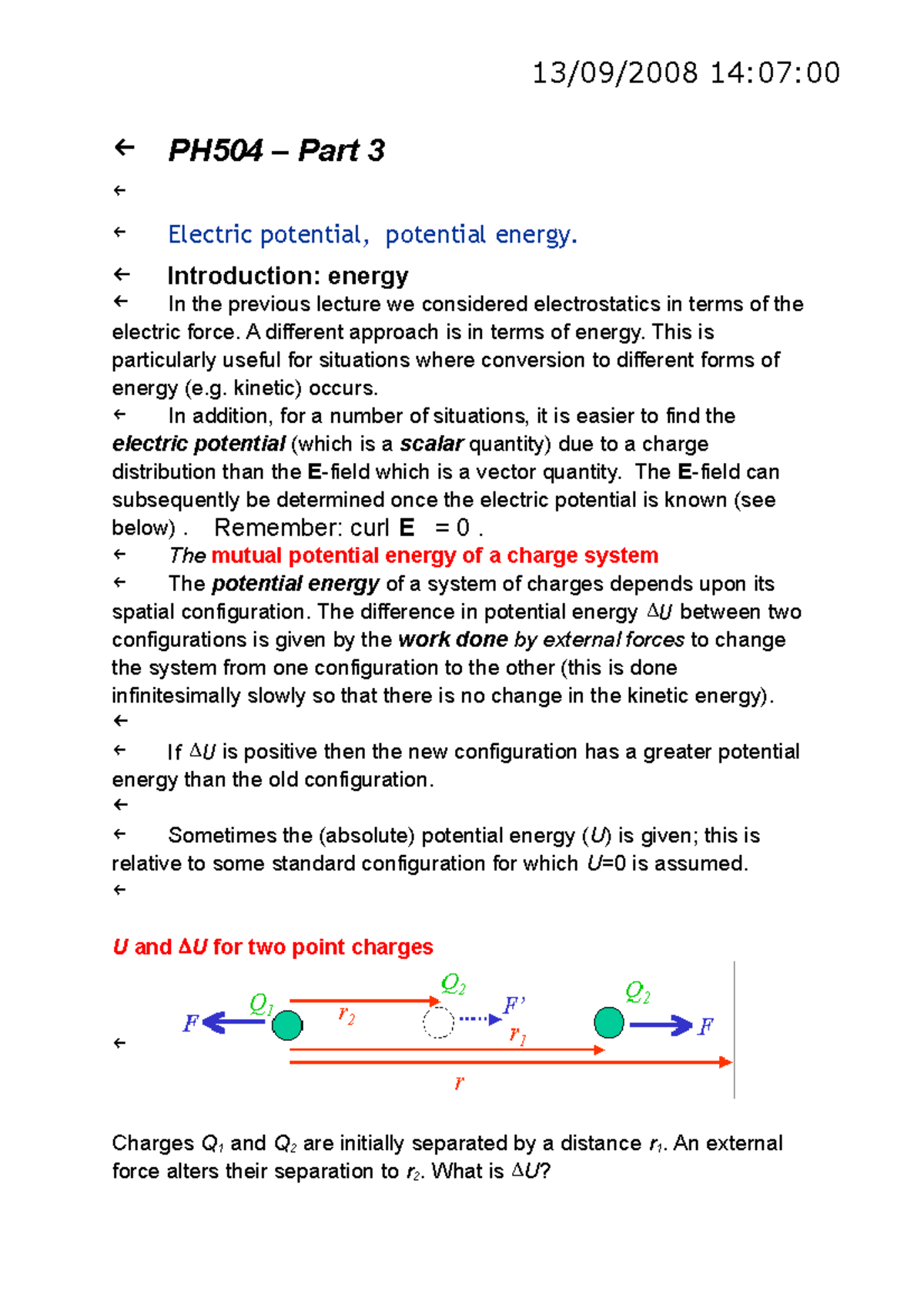 Lecture notes, lecture 3 - 13/09/2008 14:07: ← PH504 – Part 3 ← ← ...