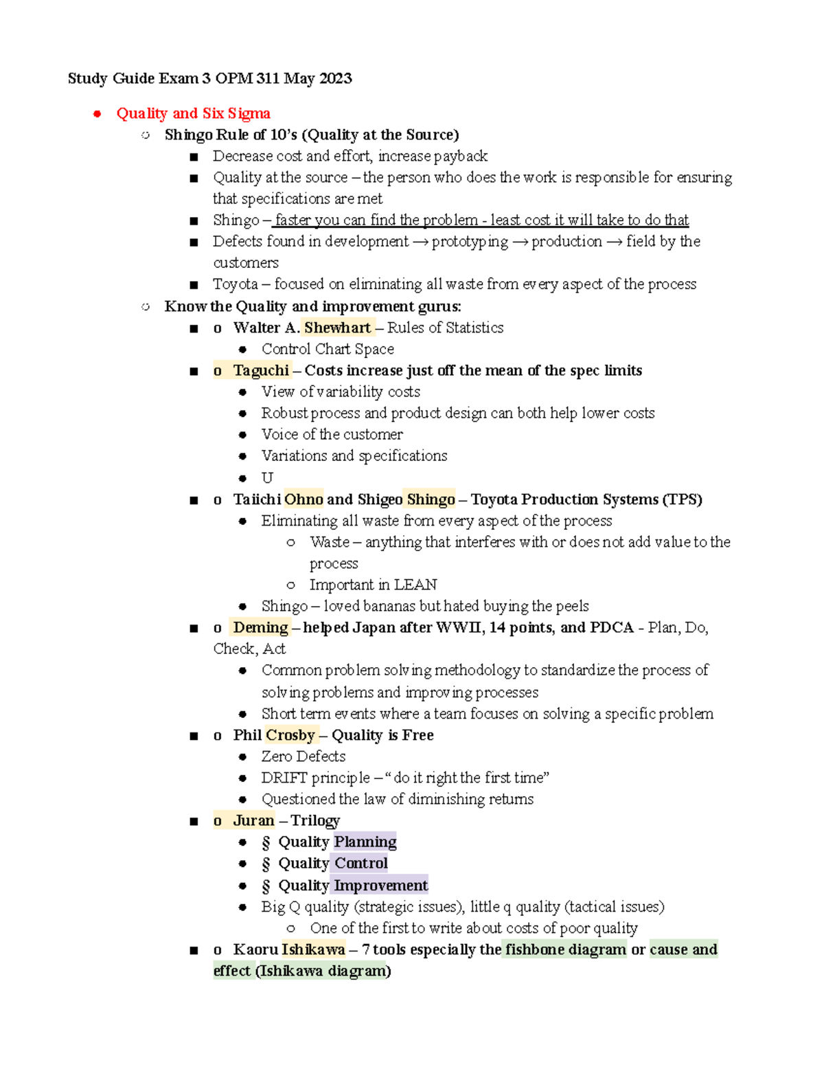 PT 3 OPM EXAM - Google Docs - Study Guide Exam 3 OPM 311 May 2023 ...