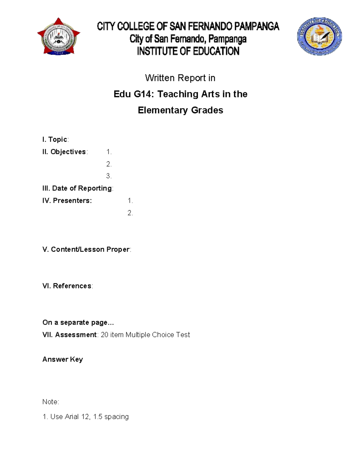 Format-Written-Report - Bachelor of Secondary Education - Written ...