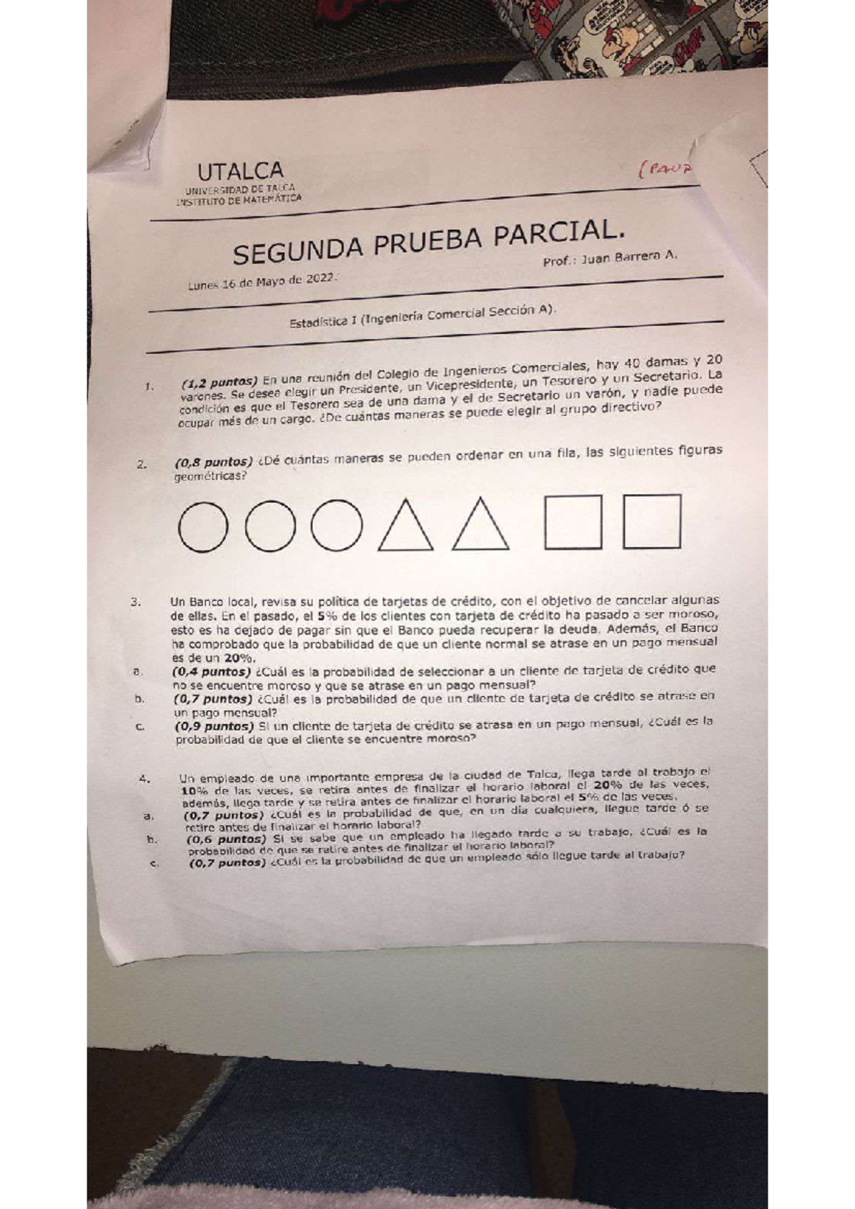 Prueba 2 Estadística I Sección A 2022 - Econometría I - Studocu