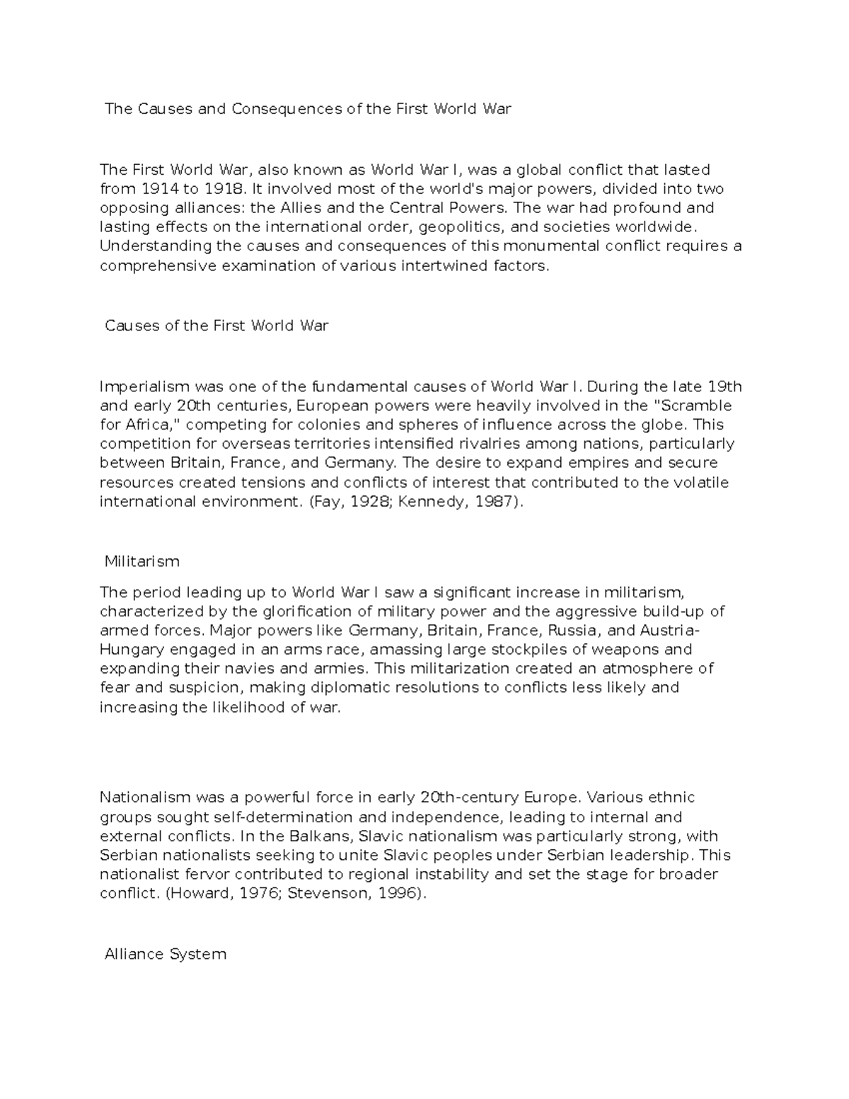 The Causes and Consequences of WW1 - It involved most of the world's ...