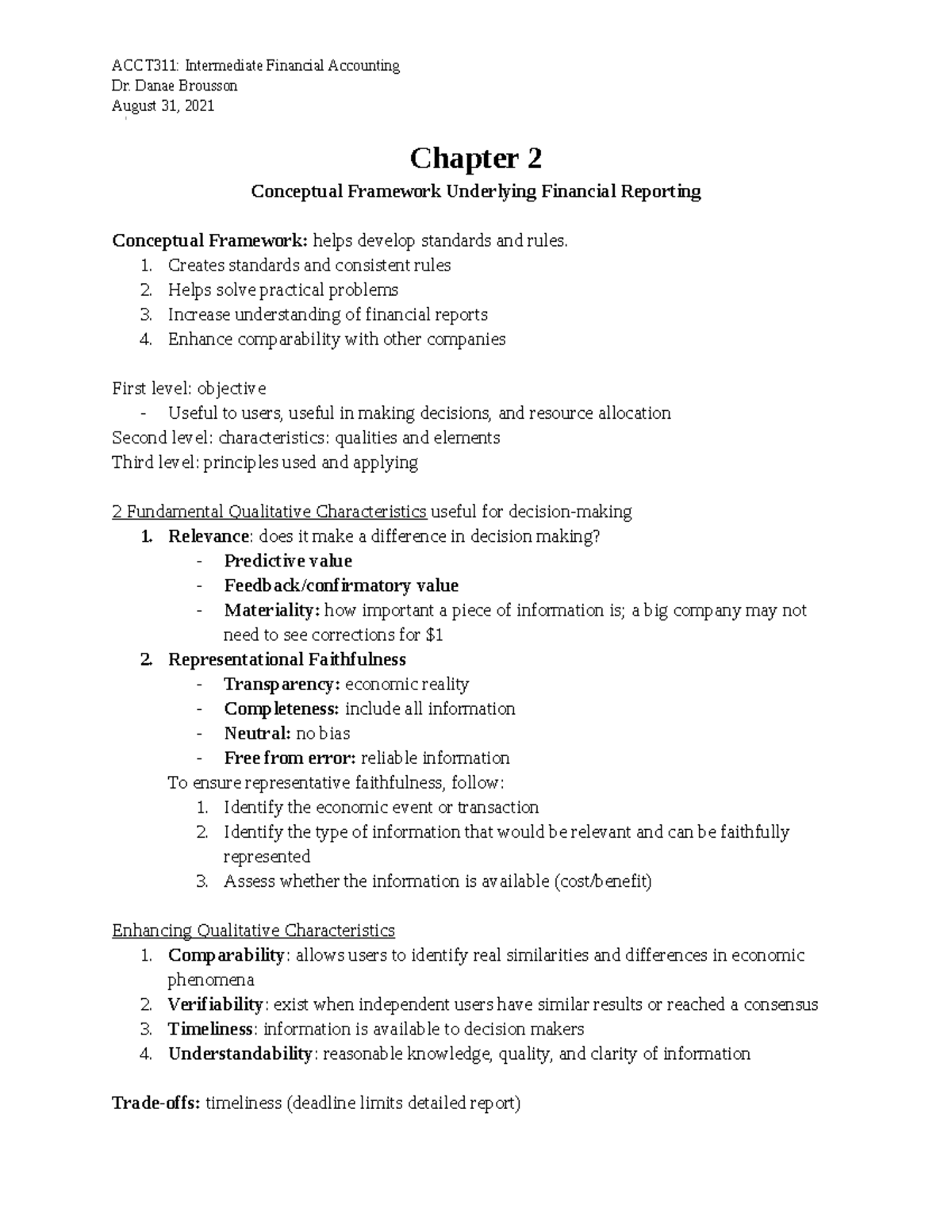 ACCT311 - Chapter 2: Conceptual Framework Underlying Financial ...