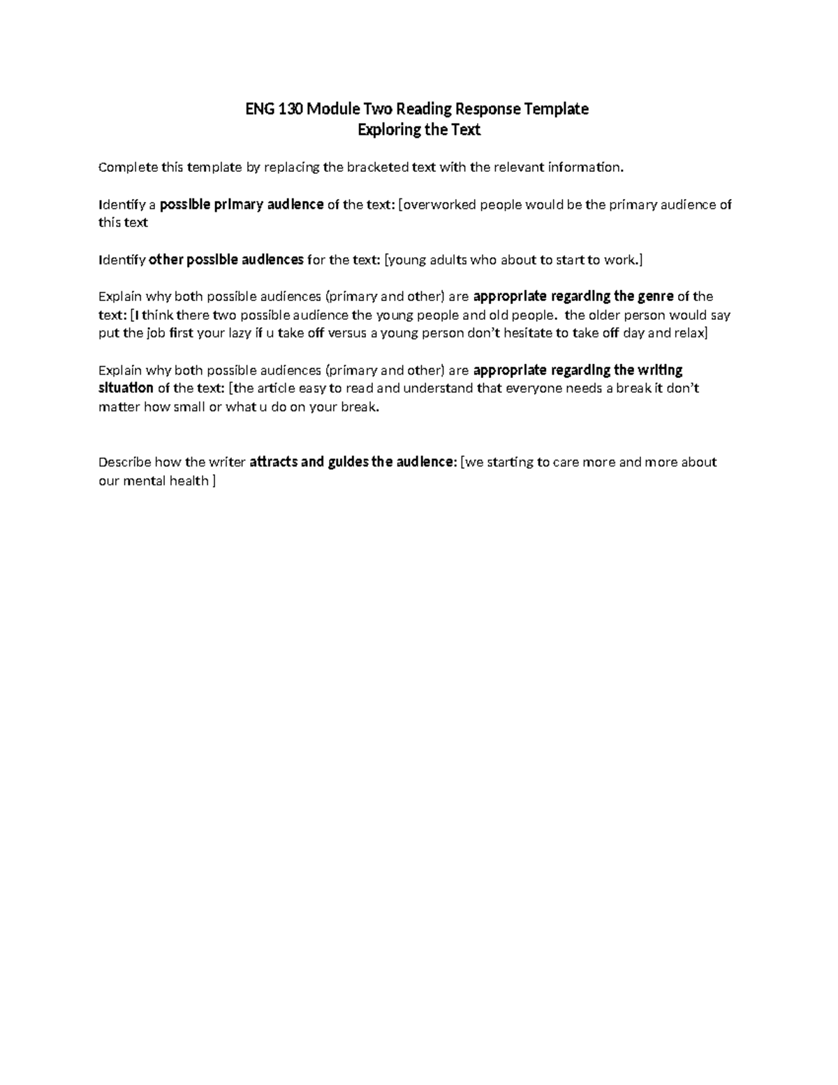 ENG 130 Module Two Reading Response Template - ENG 130 Module Two ...