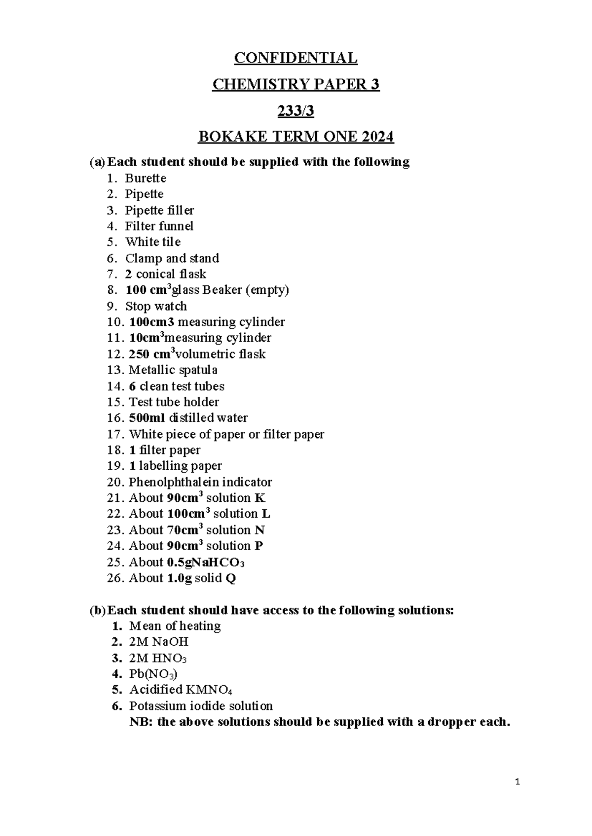 Chemistry Confidential Instructions - CONFIDENTIAL CHEMISTRY PAPER 3 ...