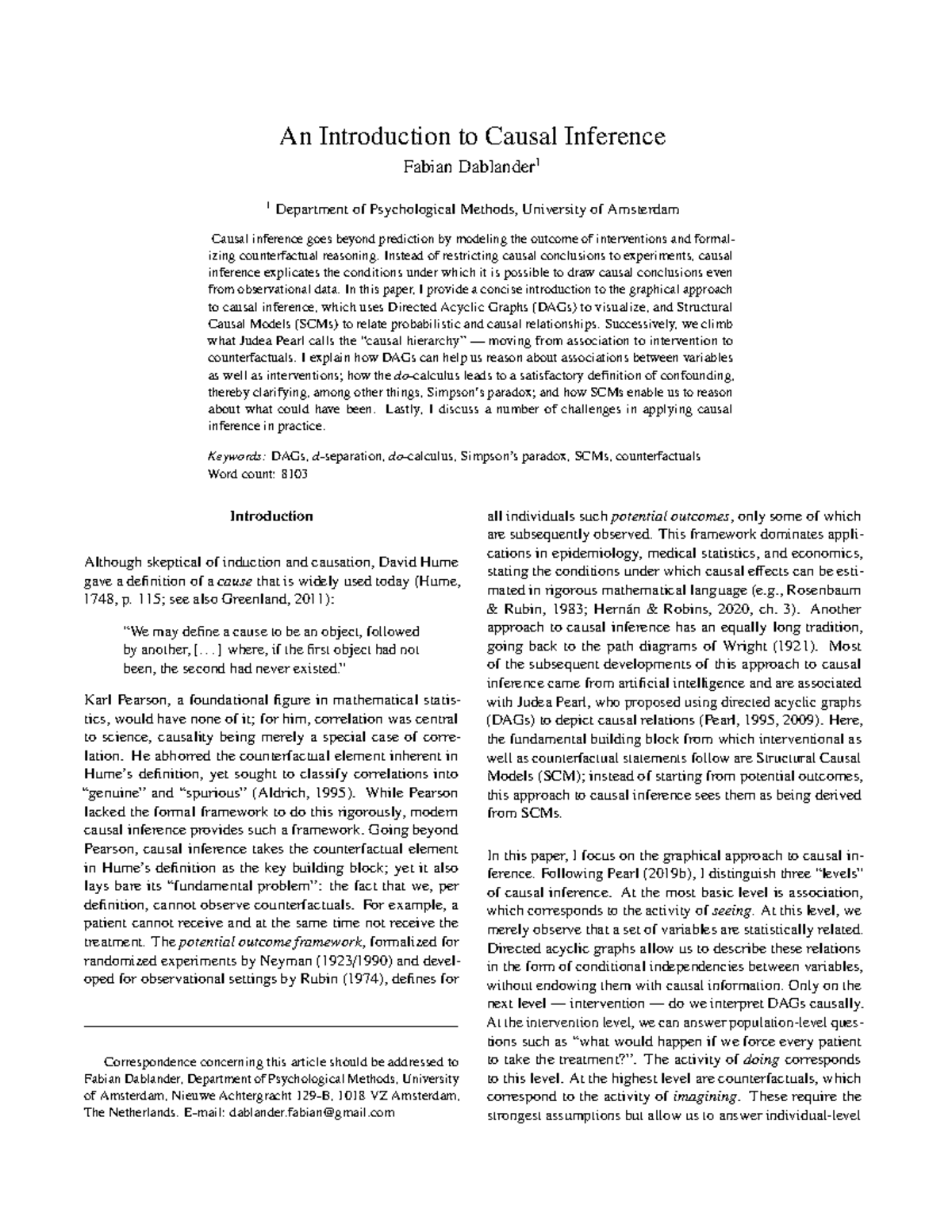 Causal-Inference - An Introduction to Causal Inference Fabian Dablander ...