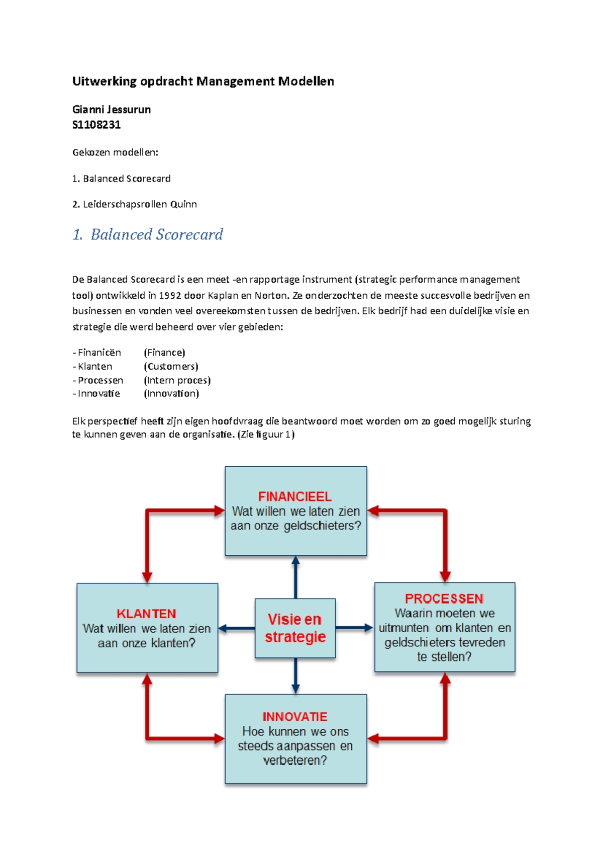 Management modellen opdracht - Uitwerking opdracht Management Modellen ...