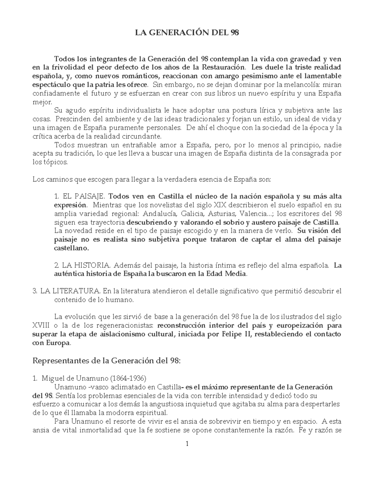 Generaciones, 1898, 1900 Y 1927 - LA GENERACIÓN DEL 98 Todos los ...