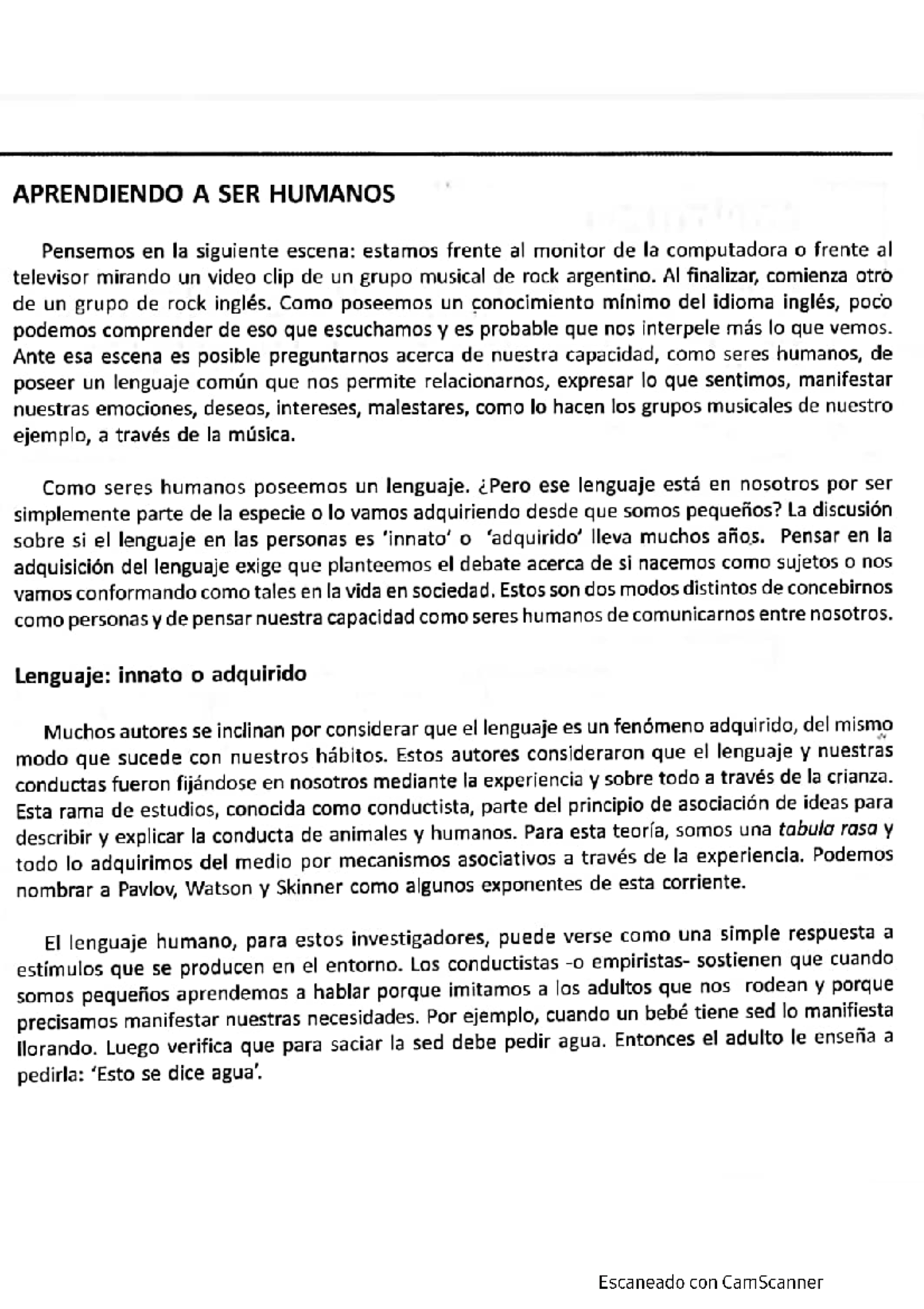 Lenguaje innato y adquirido - Ciencias sociales - Studocu