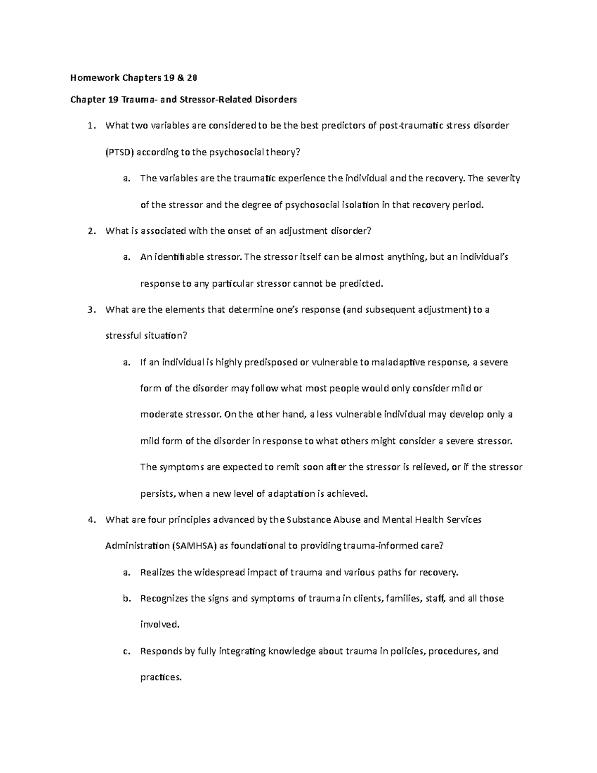 Homework Chapters 19 and 20 - Homework Chapters 19 & 20 Chapter 19 ...