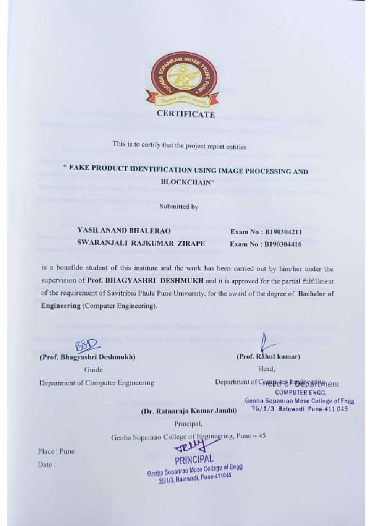 Group No 21 - Mandatory - MOZE CERTIFICATE This is to certify that the ...