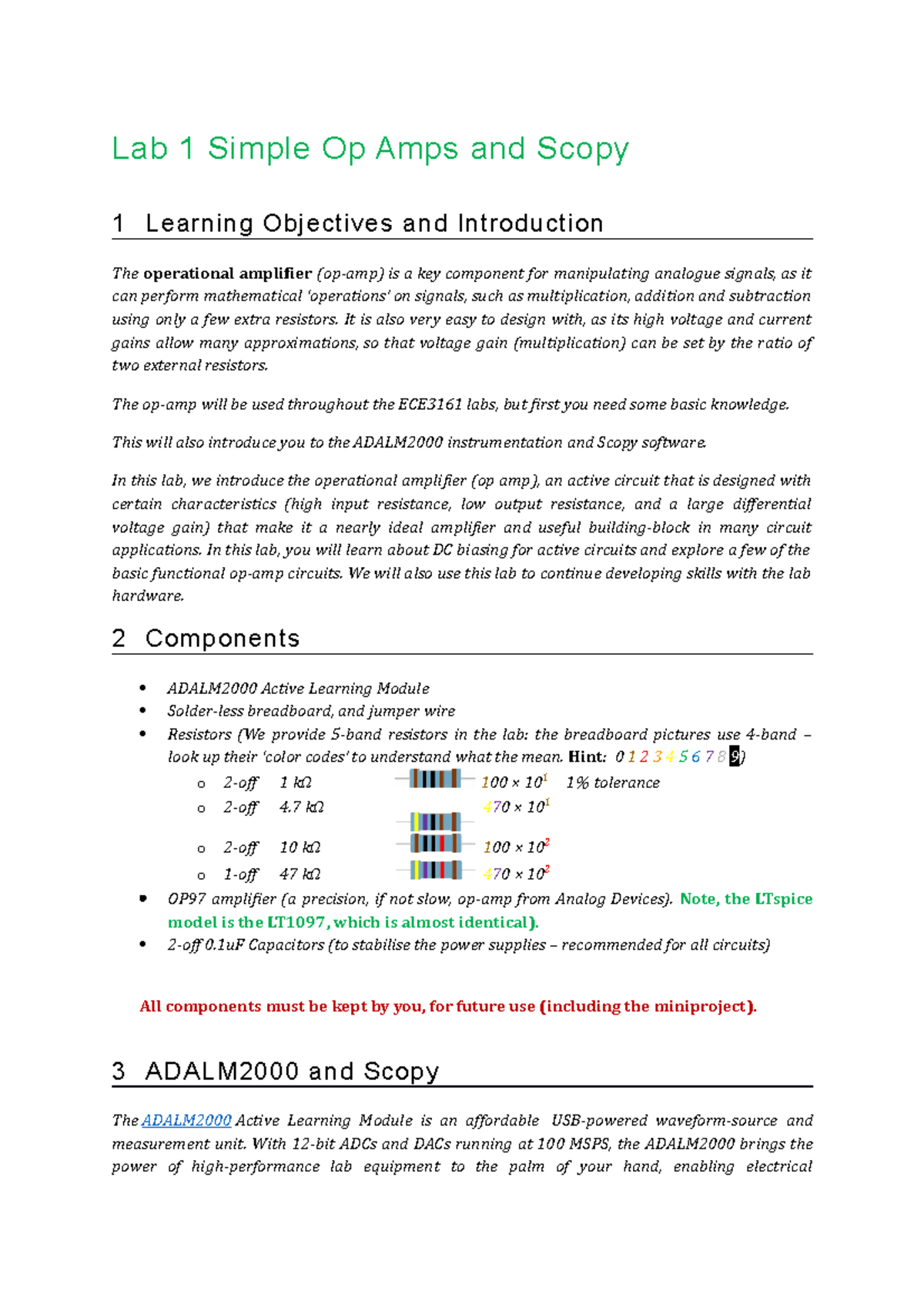 ECE3161 - [L1] Simple Op Amps and Scopy - Lab 1 Simple Op Amps and ...