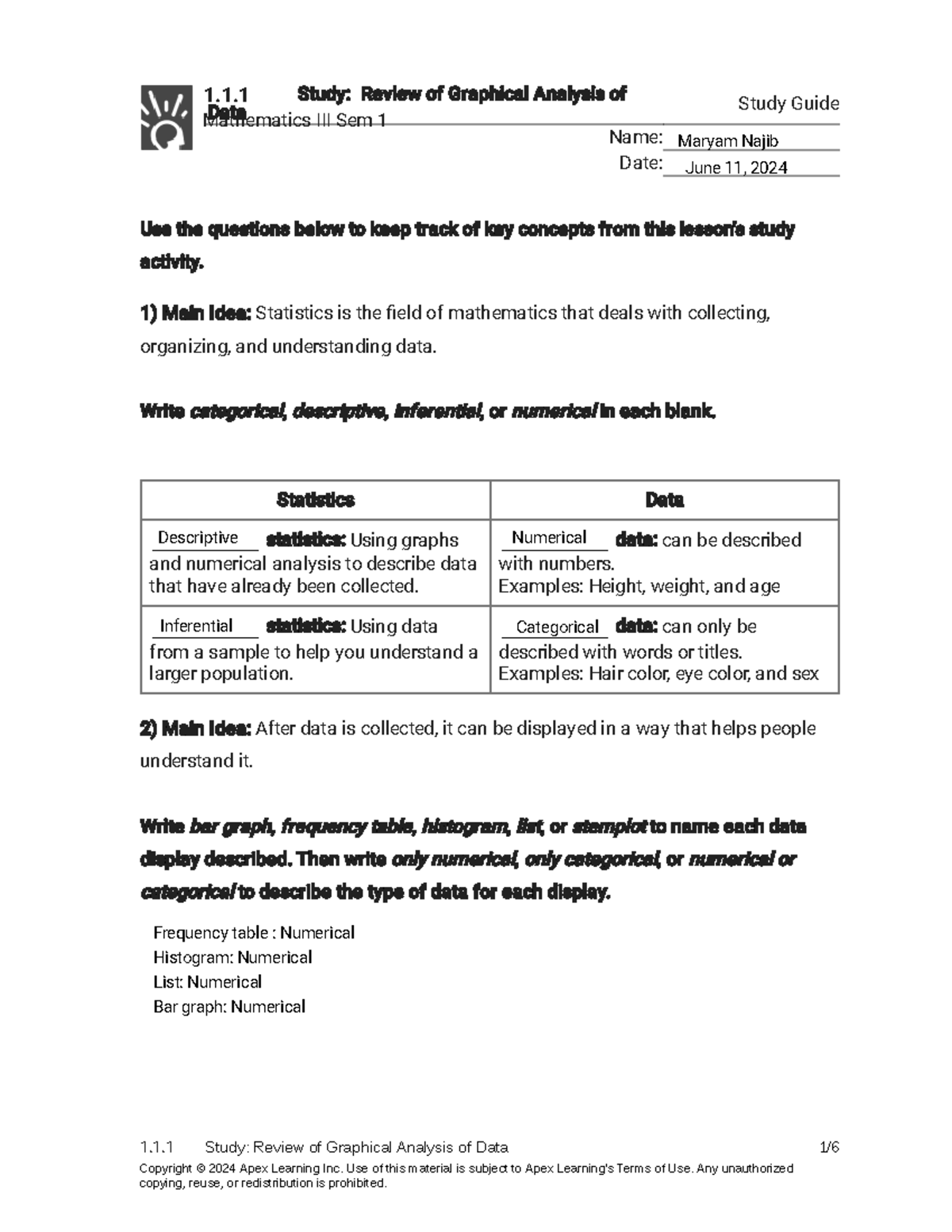 Kami Export - 1.1.1 Study - Review of Graphical Analysis of Data (Study ...