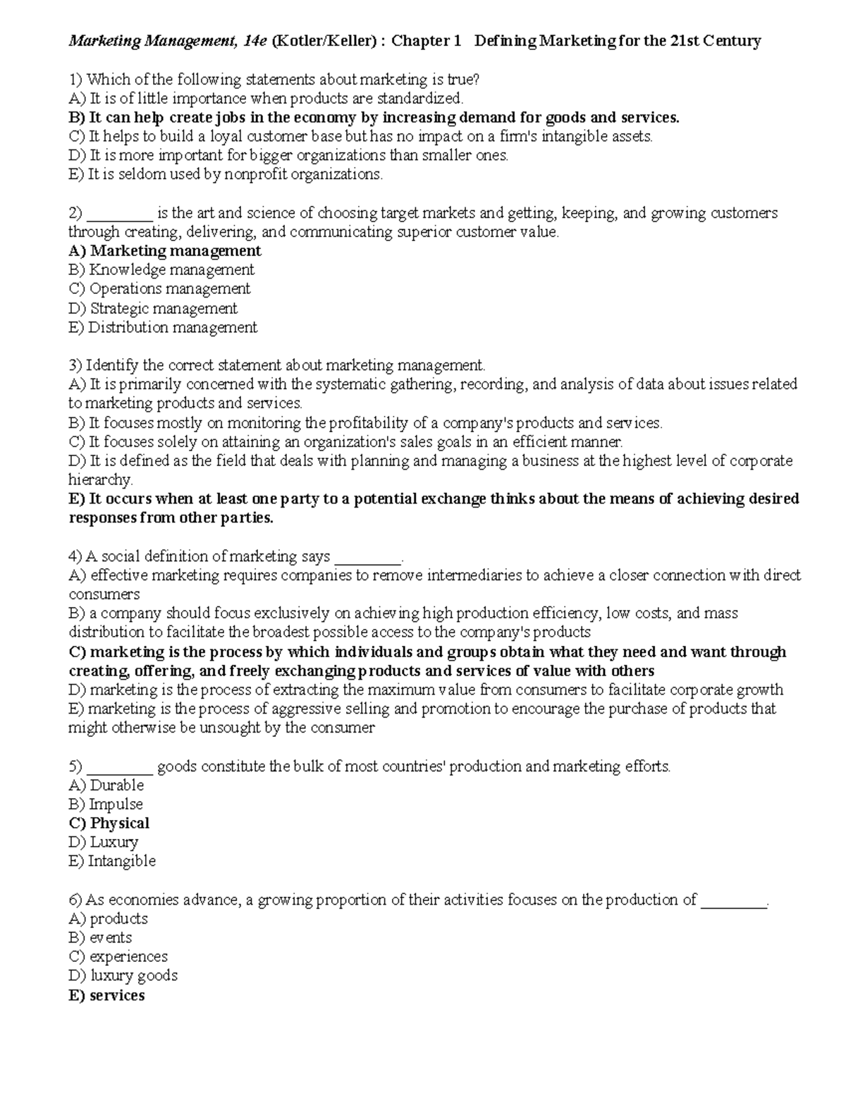 Kotler mm14 tif01 - test bank - Marketing Management, 14e (Kotler ...