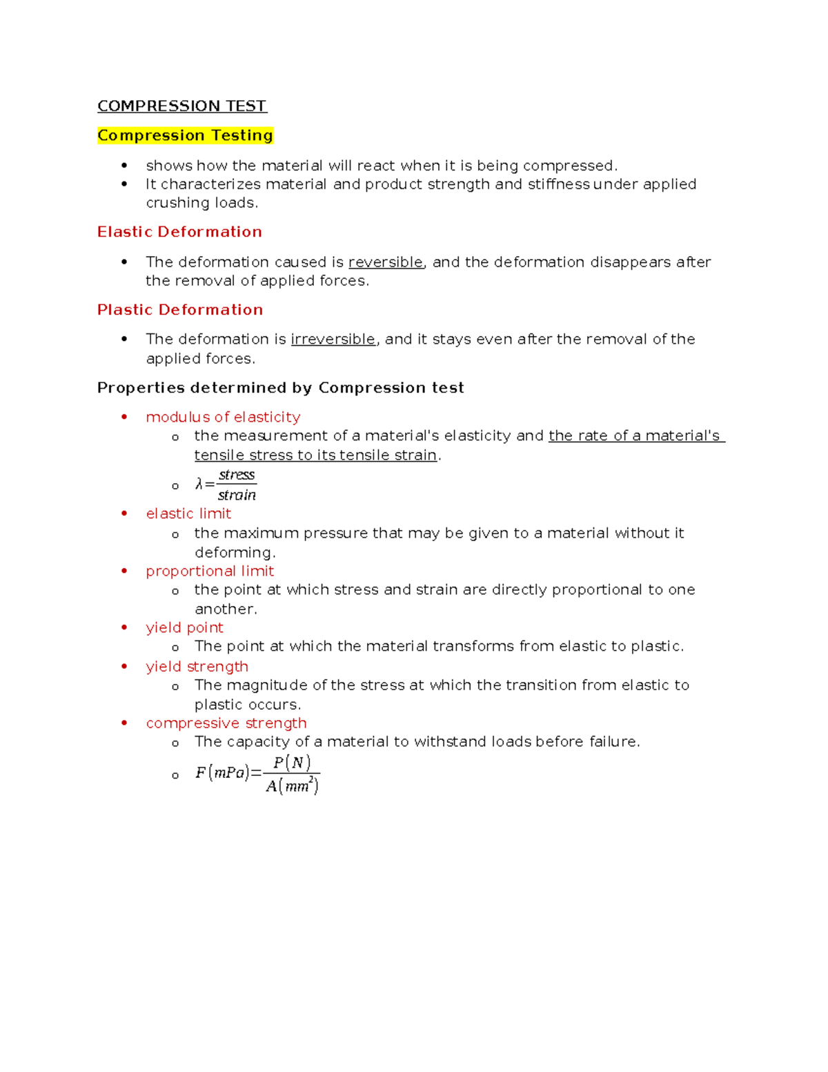 Compression Impact Hardness - COMPRESSION TEST Compression Testing ...