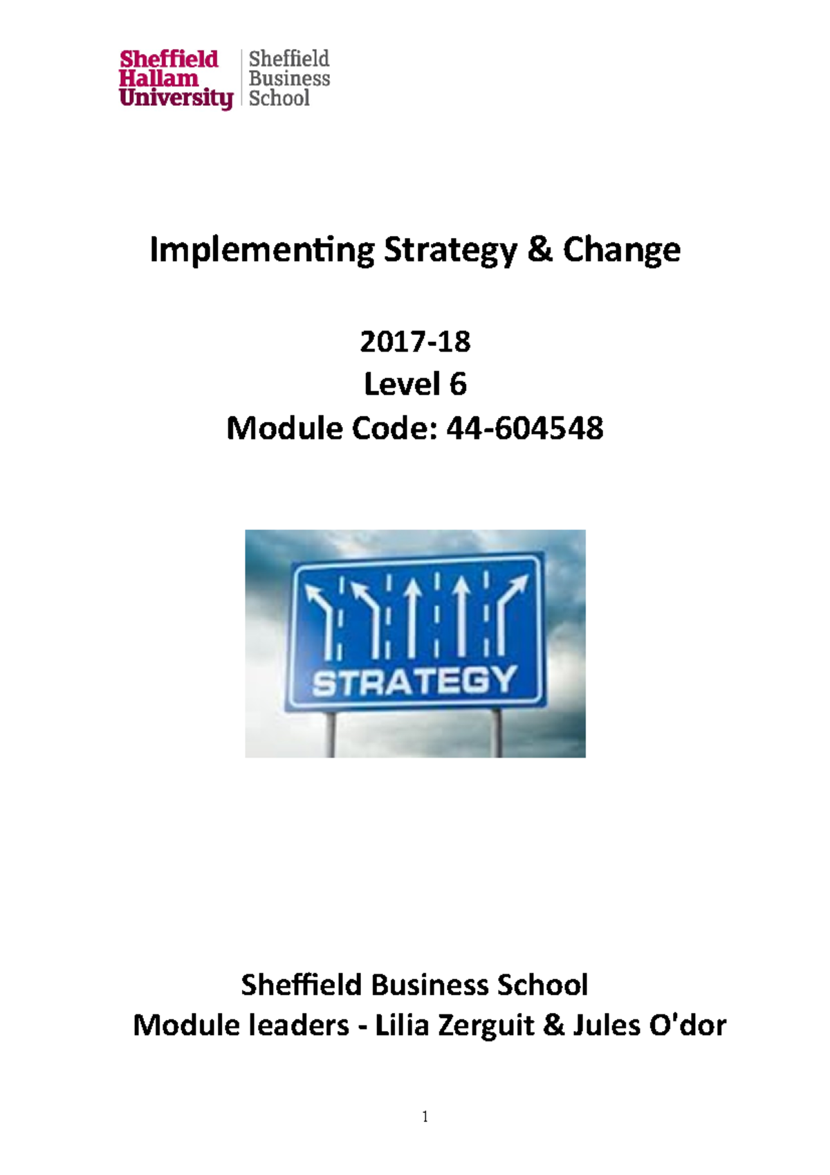 ISC Module document 2017-18 v2 - Implementing Strategy & Change 2017 ...