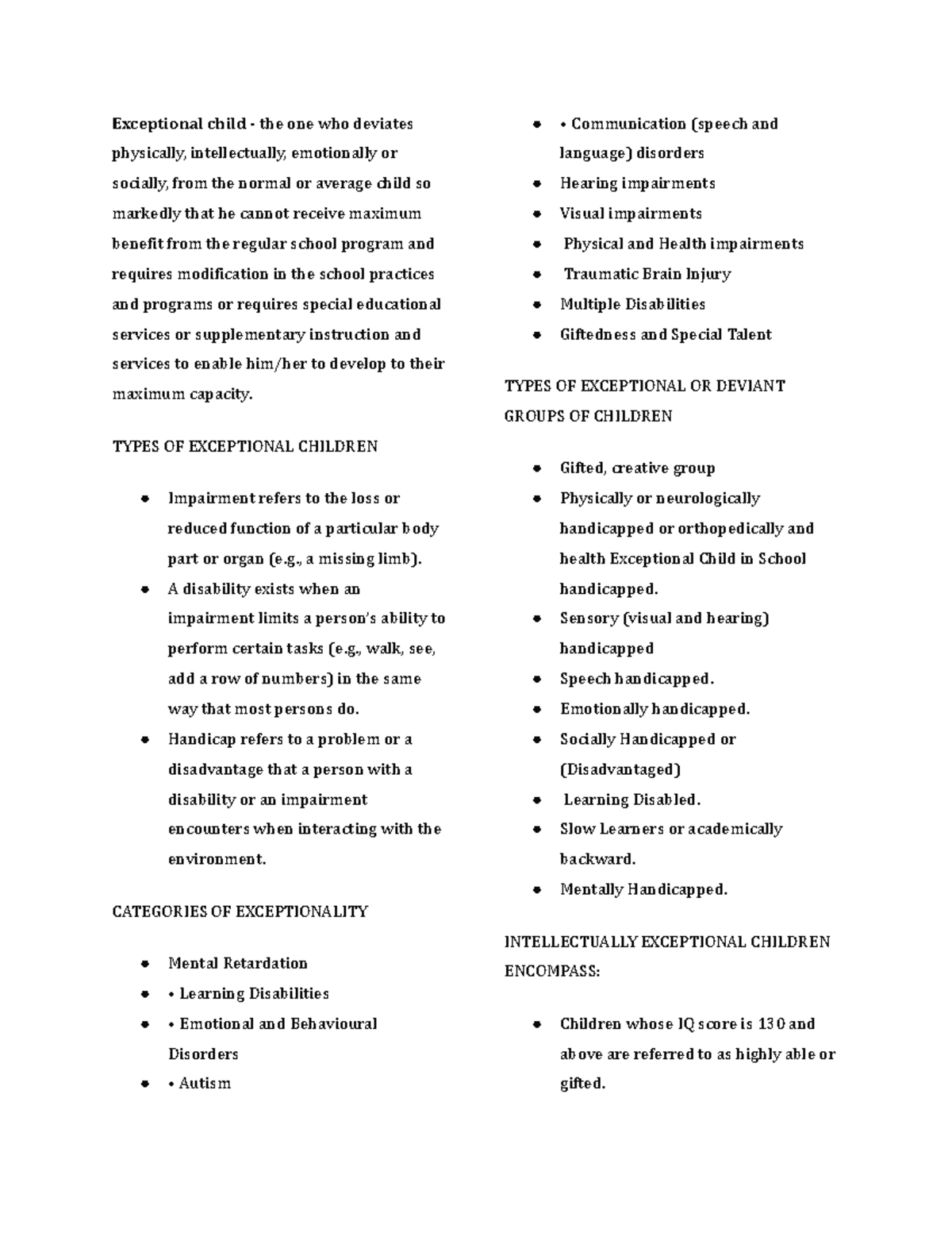 Introduction to Exceptional Children (Prelims) - Exceptional child ...