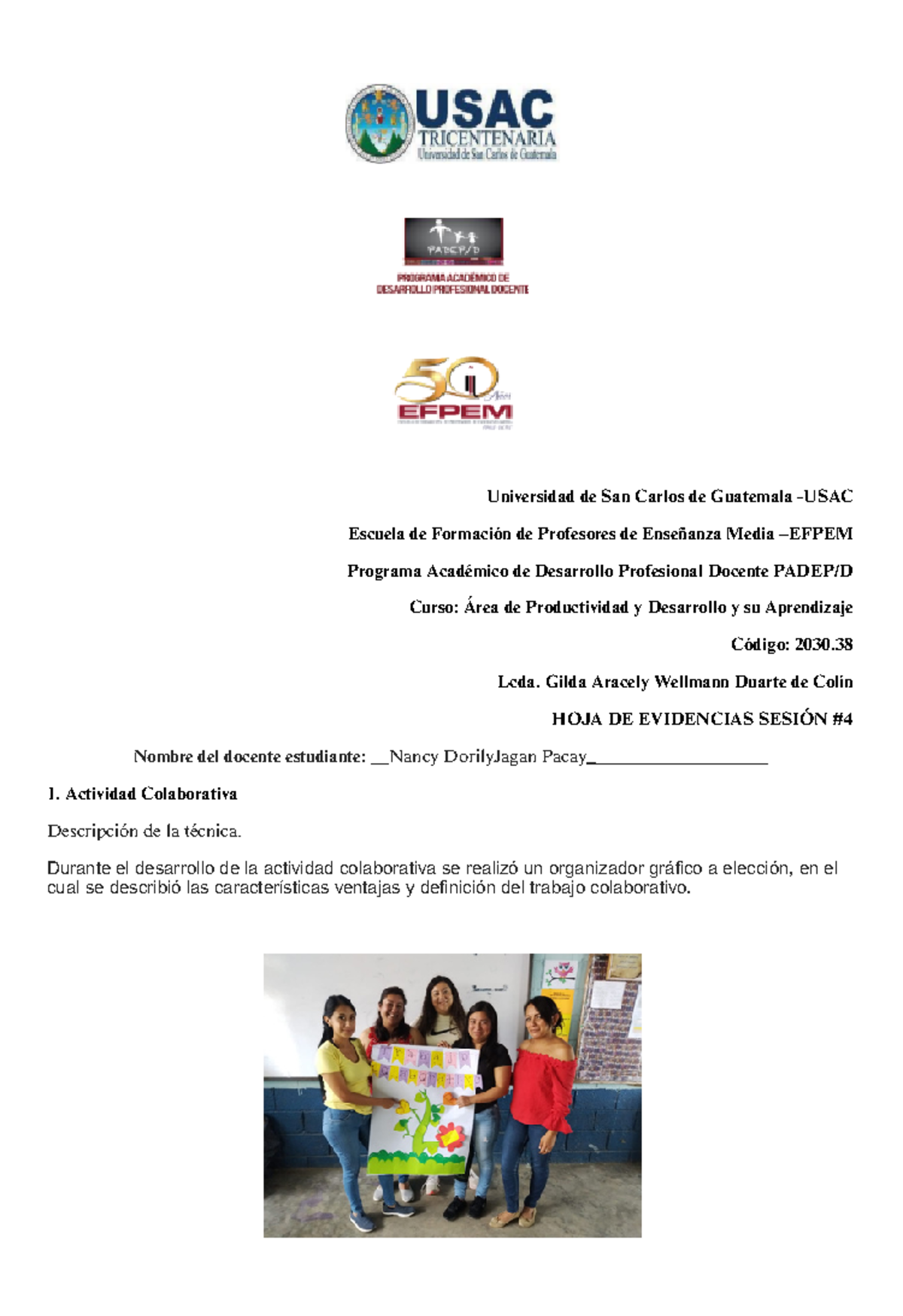 Evidencias DE SesióN 4. Productividad Y Desarrollo - Universidad de San Carlos de Guatemala ...