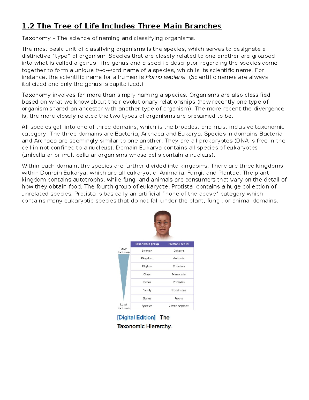 1.2 The Tree of Life Includes Three Main Branches (Textbook Notes) - 1 ...