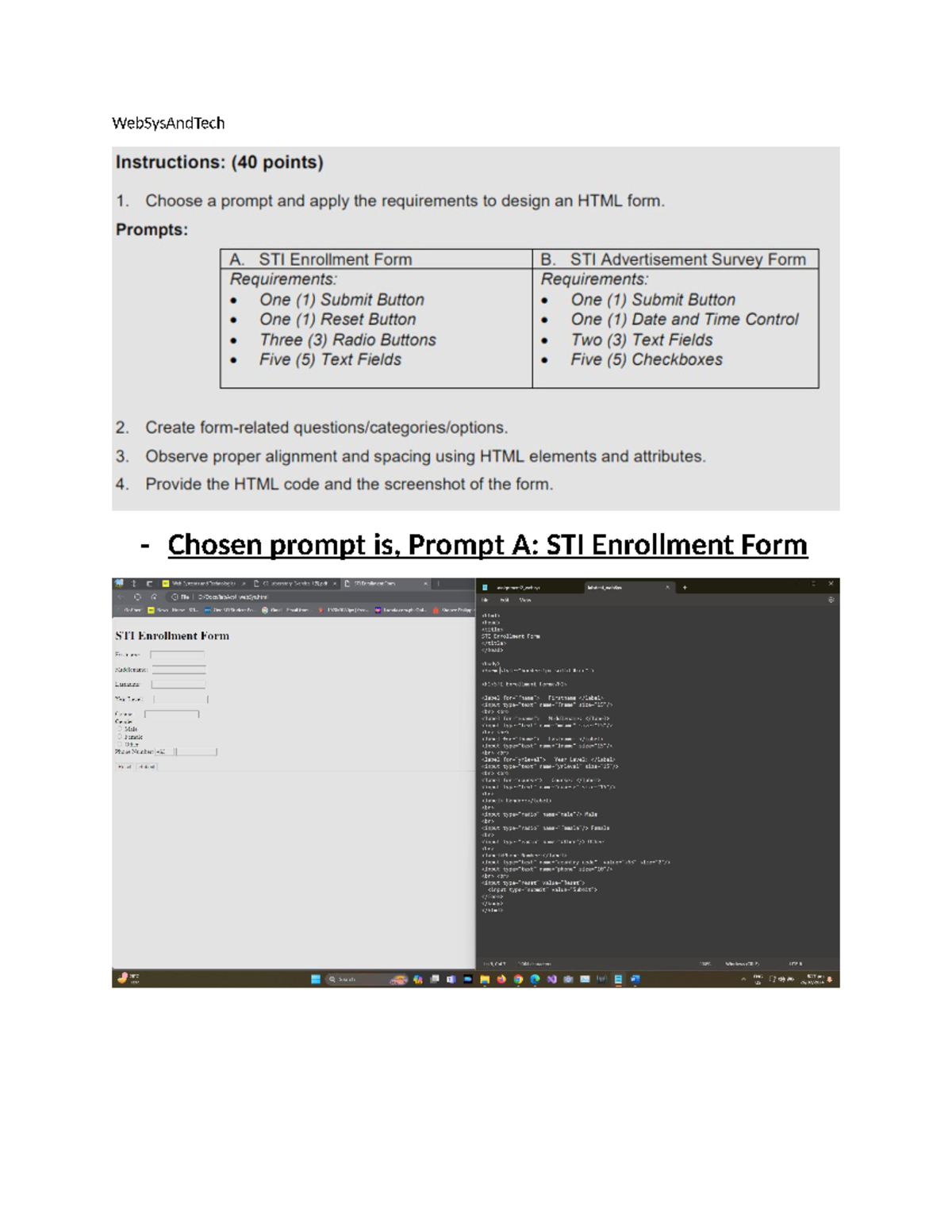 Websys Lab Act - Thankyouuu. - WebSysAndTech Instructions: (40 points) 1. Choose a prompt and ...