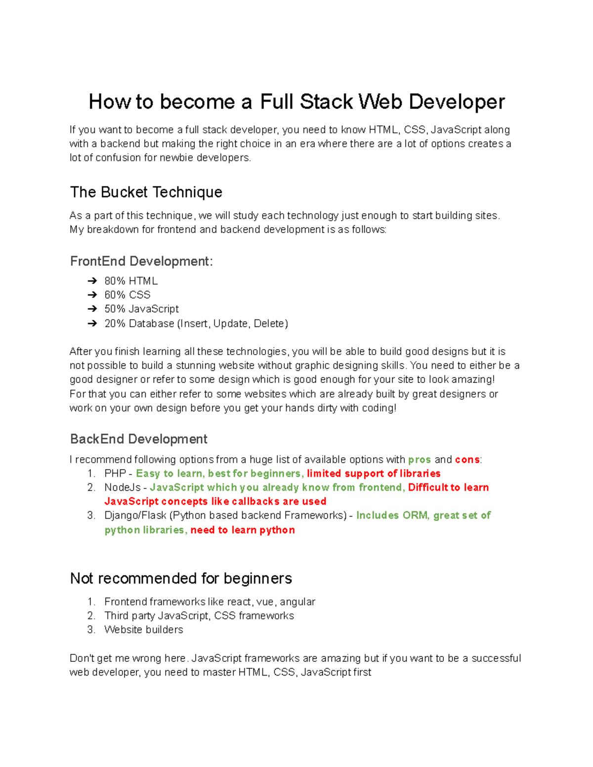 Complete Web Development Roadmap - How to become a Full Stack Web ...