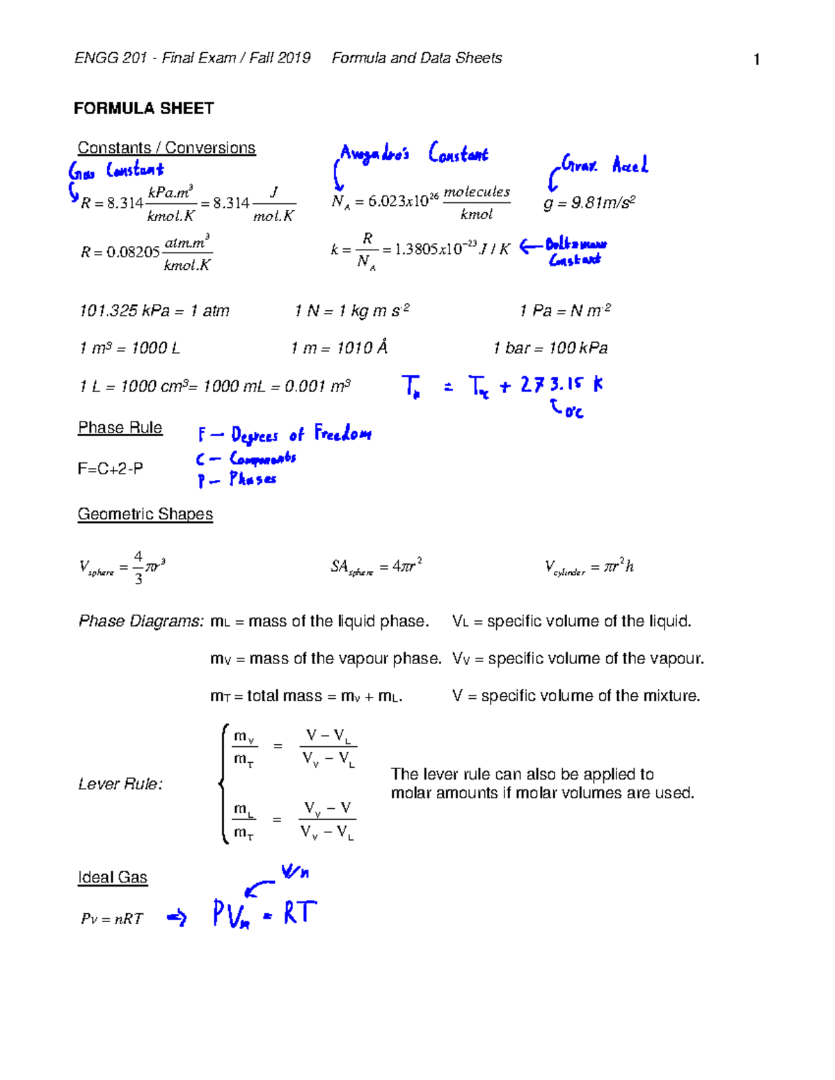 ENGG 201 Edited Formula SheetENGG 201 Edited Formula SheetENGG 201 ...