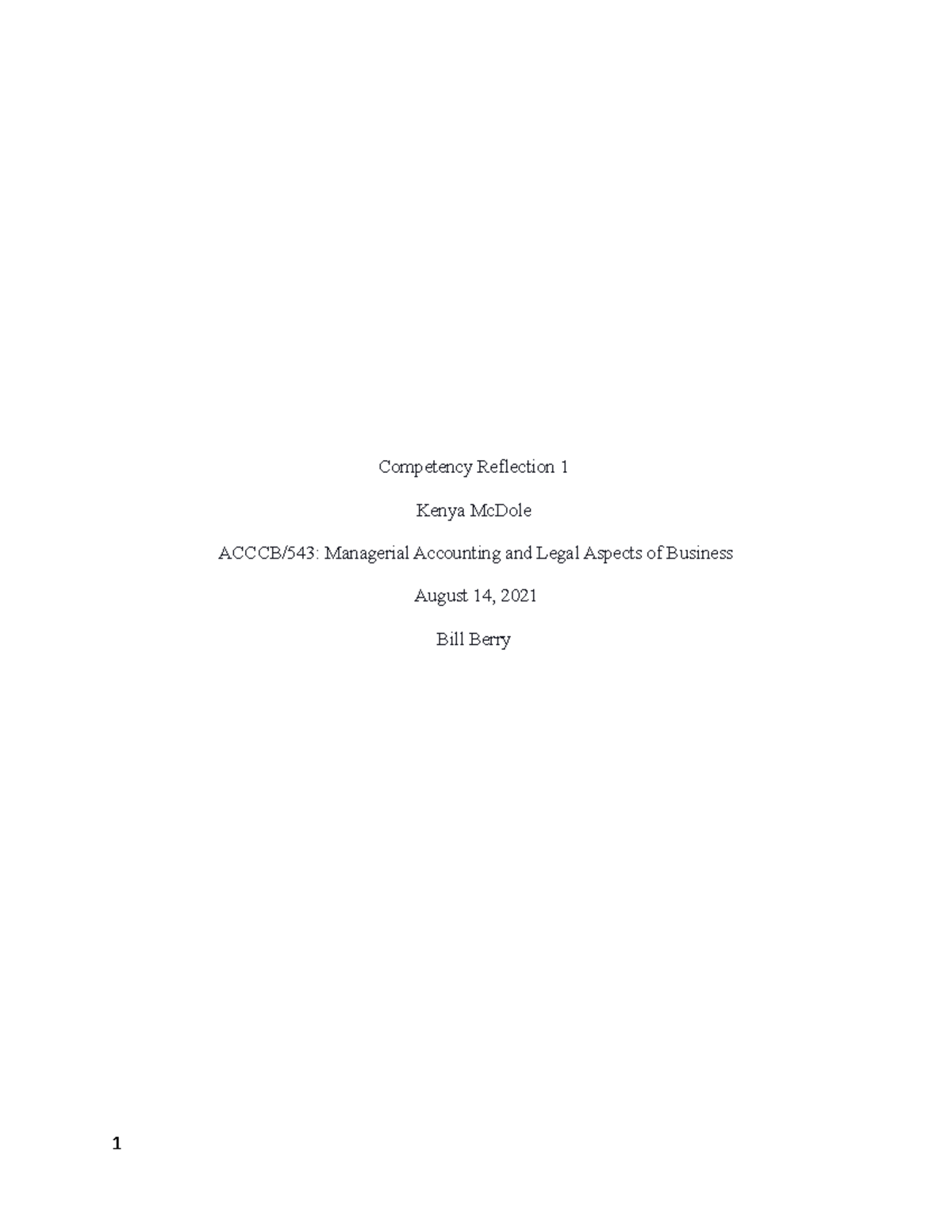 Competency Reflection 1 ACCB:543 - ACC 543 - UOPX - Studocu