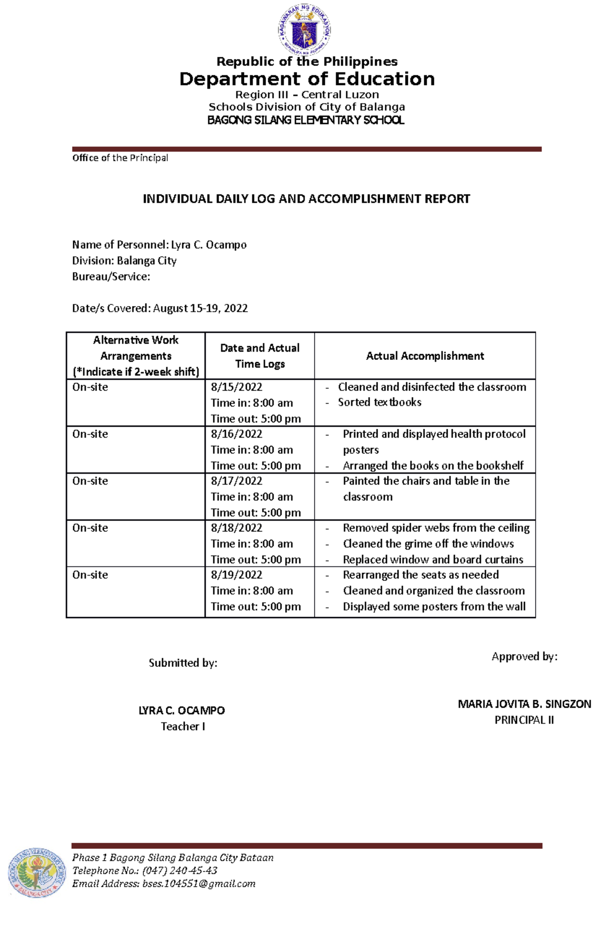 Accomplishment-Reports - Republic of the Philippines Department of ...