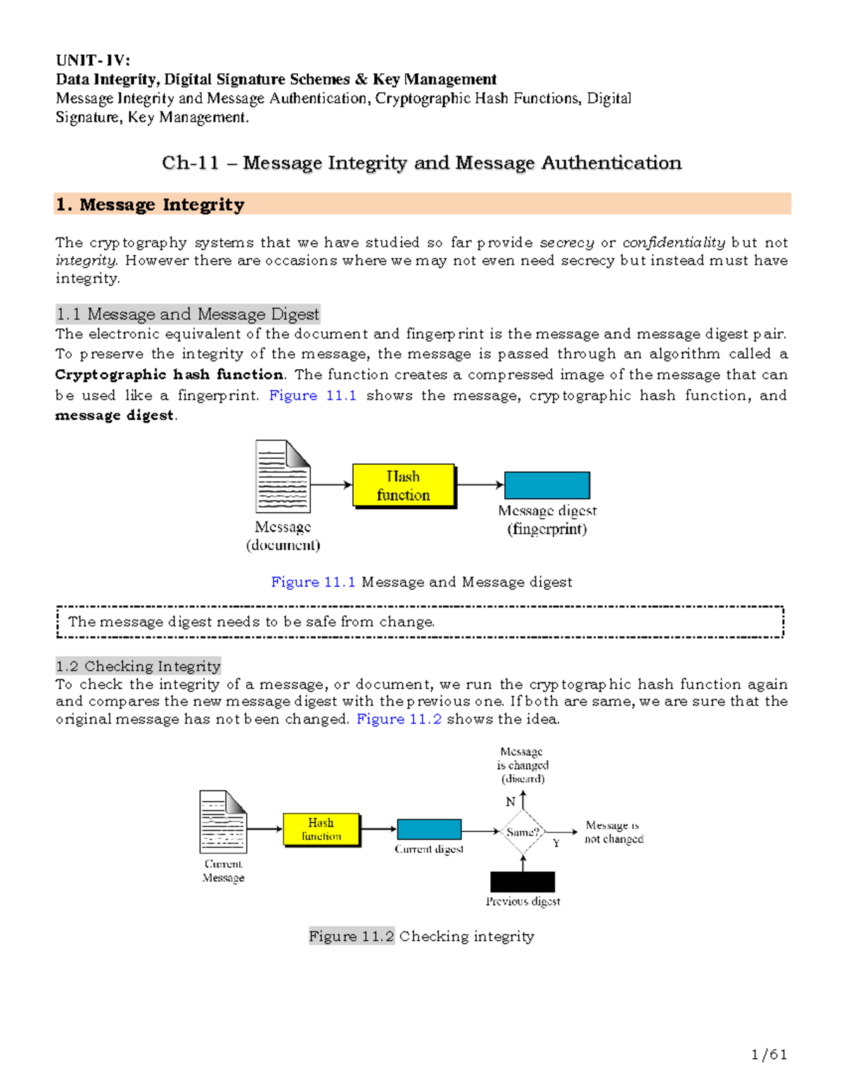 4. CNS UNIT-4 R20 - Cryptography and Network Security unit - 4 Pdf - UNIT- IV: Data Integrity ...