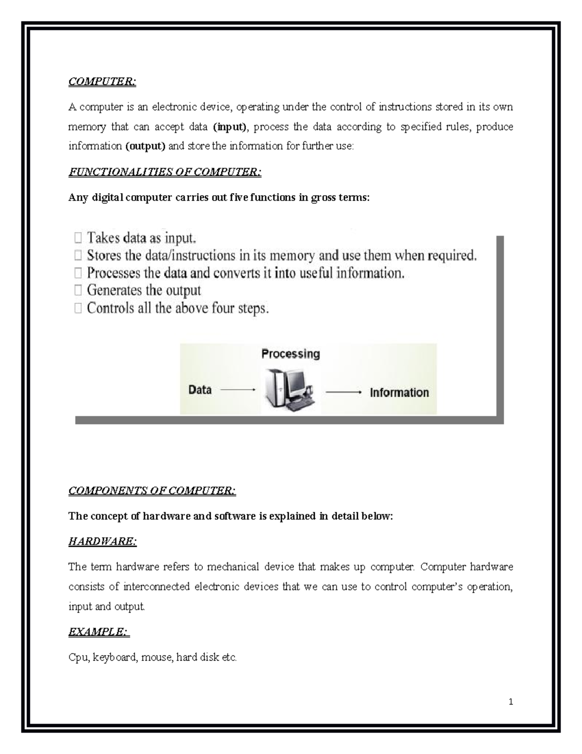 Computer - COMPUTER: A computer is an electronic device, operating ...