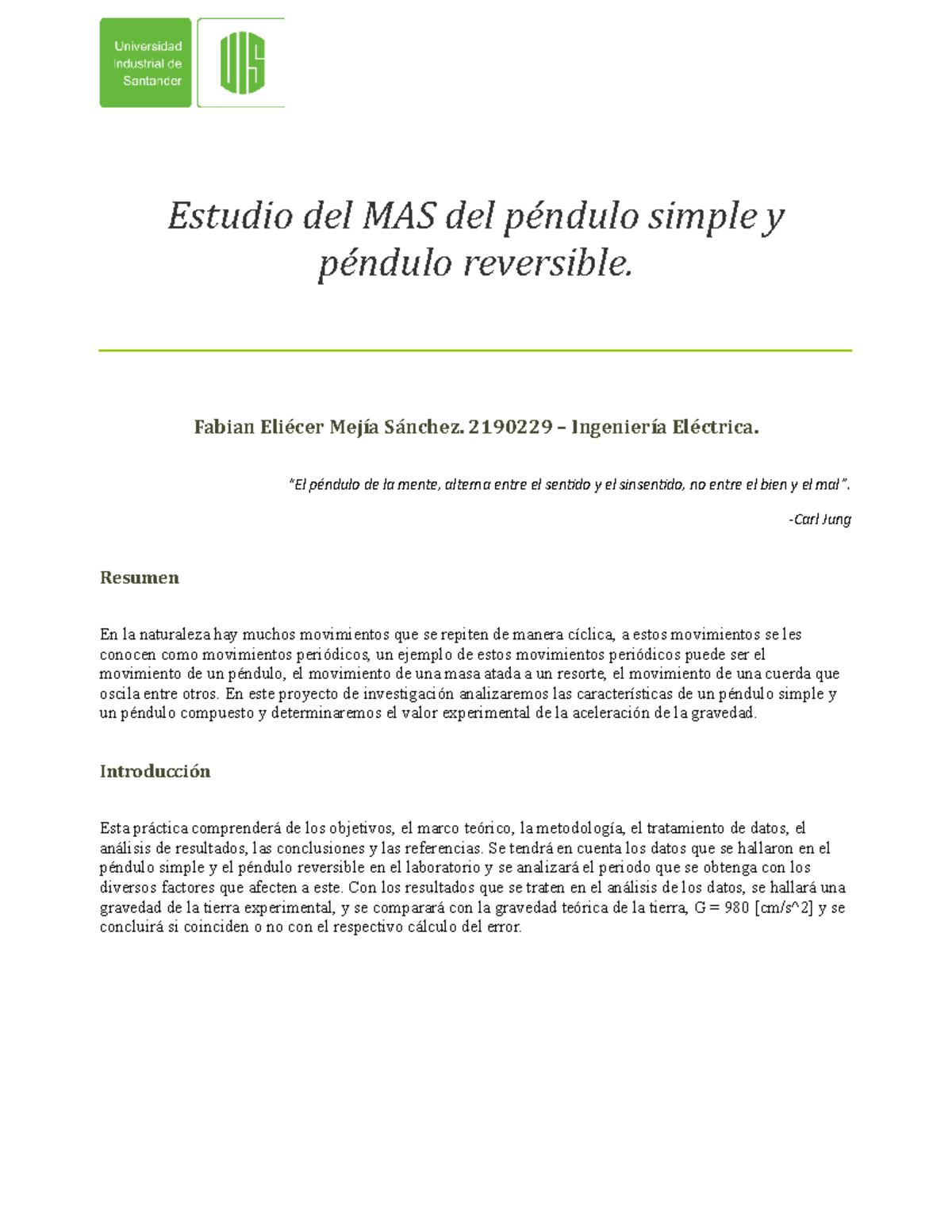 pendulo simple montaje y resultados - Estudio del MAS del péndulo simple y péndulo reversible ...