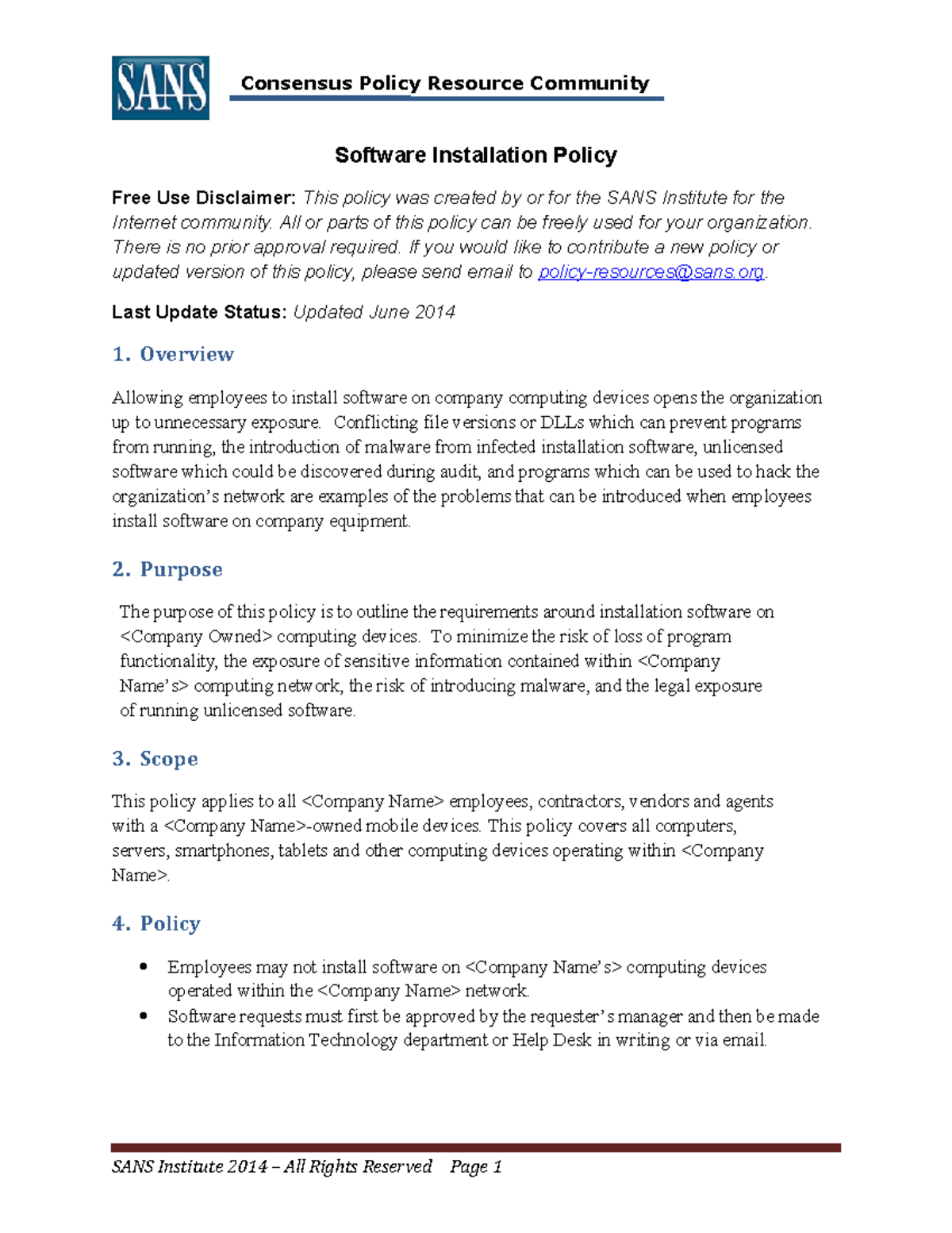 Software installation policy - An toàn thông tin - Studocu