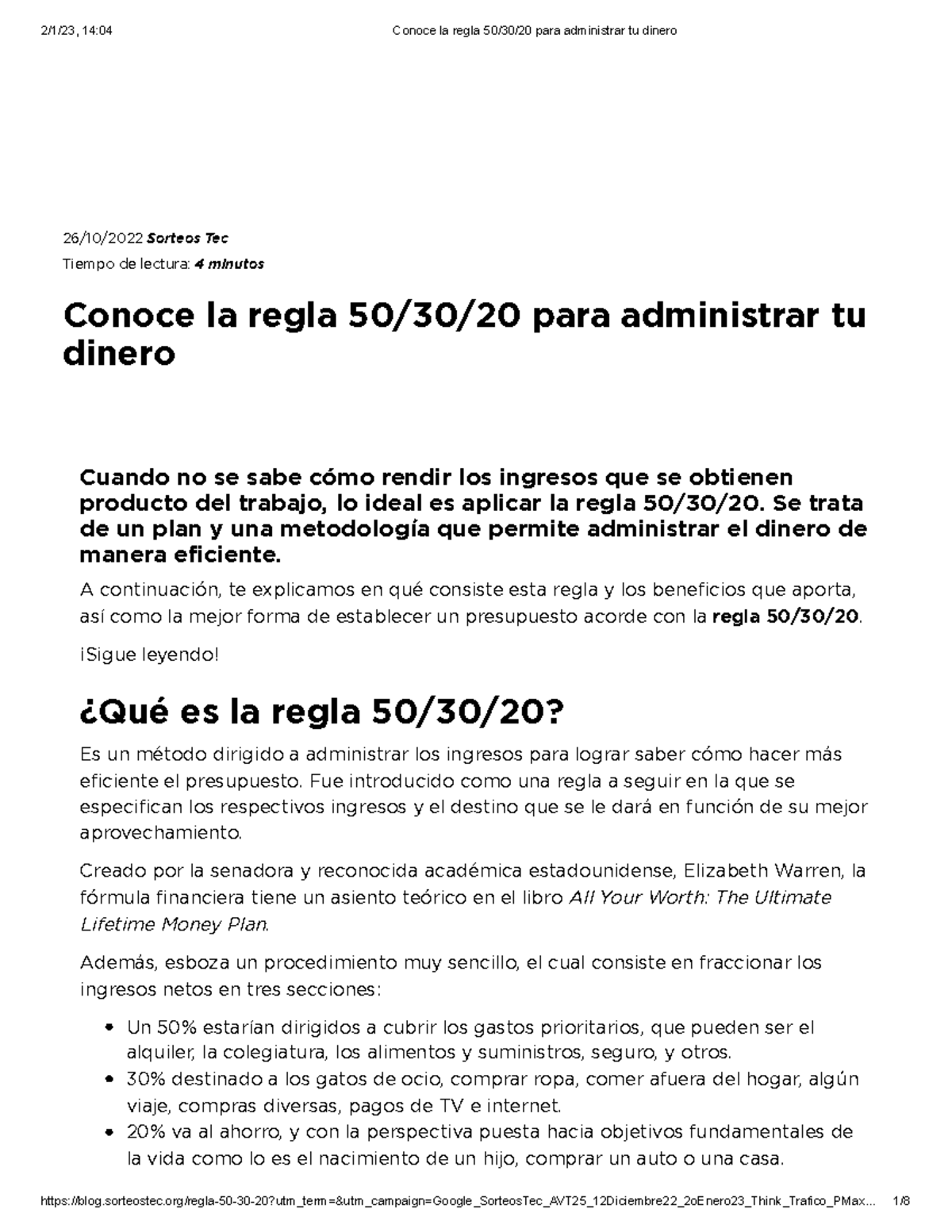 Conoce la regla 50 30 20 para administrar tu dinero - Cuando no se sabe cómo rendir los ingresos ...