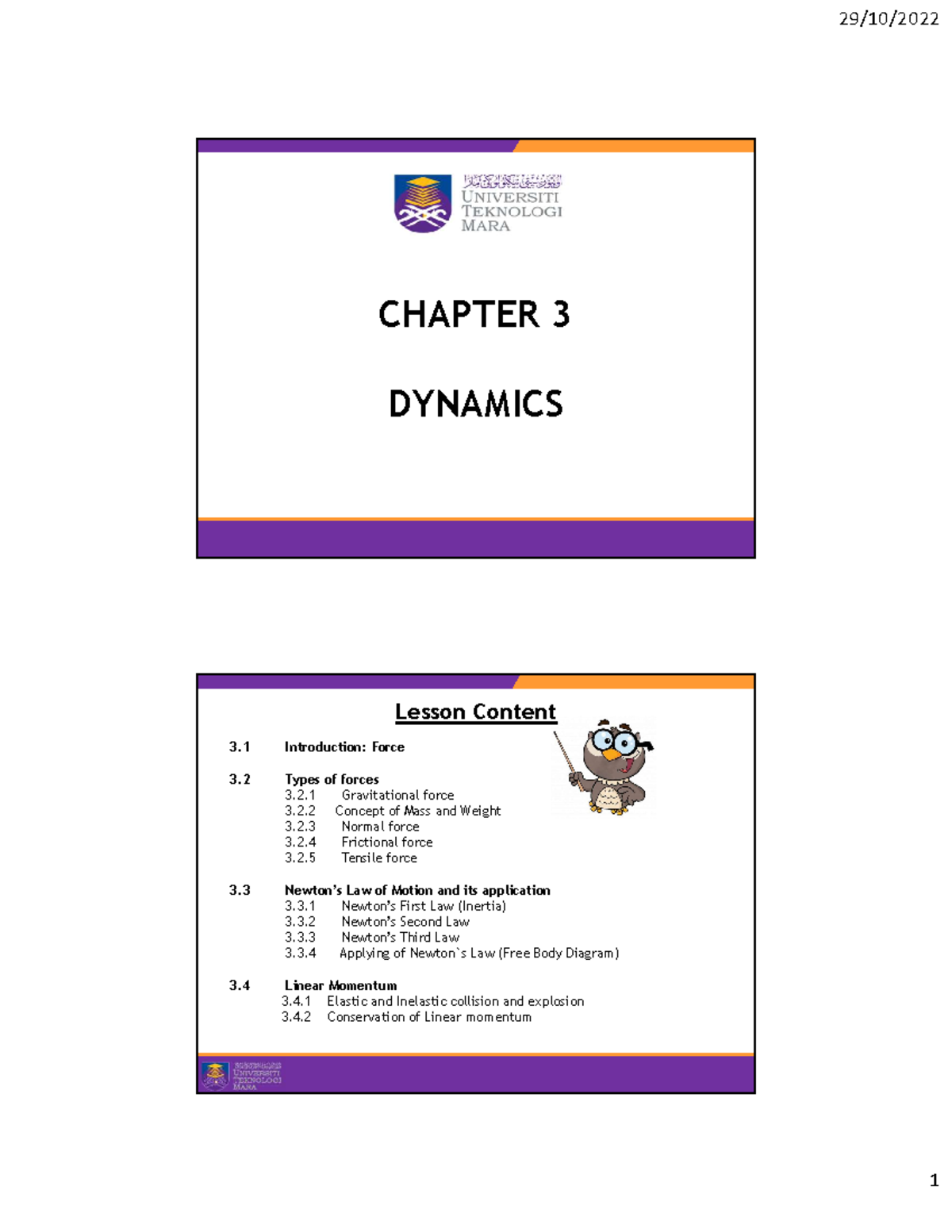 Chapter 3 - CHAPTER 3 DYNAMICS Lesson Content 3 Introduction: Force 3 ...