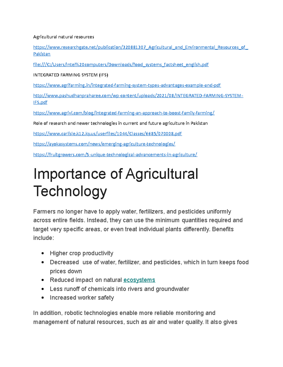 Agricultural natural resources - Agricultural natural resources - Studocu