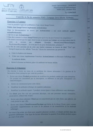 Examen JAVA avec la Correction - Examen : Langage de programmation Java ...