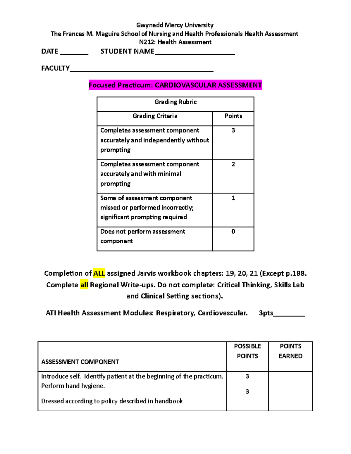 CV Practicum Student-Fall 2022-1 - Gwynedd Mercy University The Frances ...